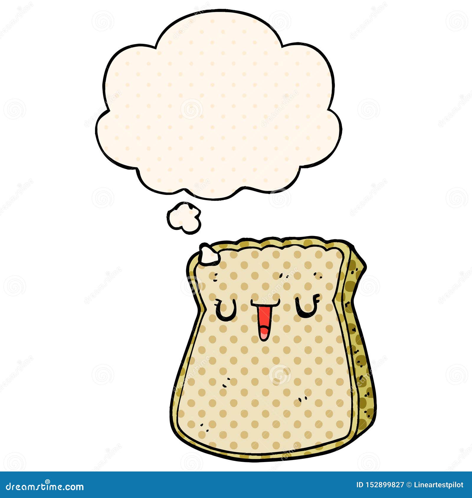 A Creative Cartoon Slice of Bread and Thought Bubble in Comic Book ...