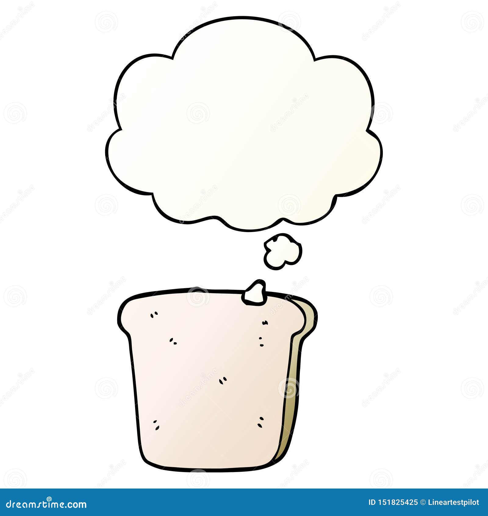 A Creative Cartoon Slice of Bread and Thought Bubble in Smooth Gradient ...