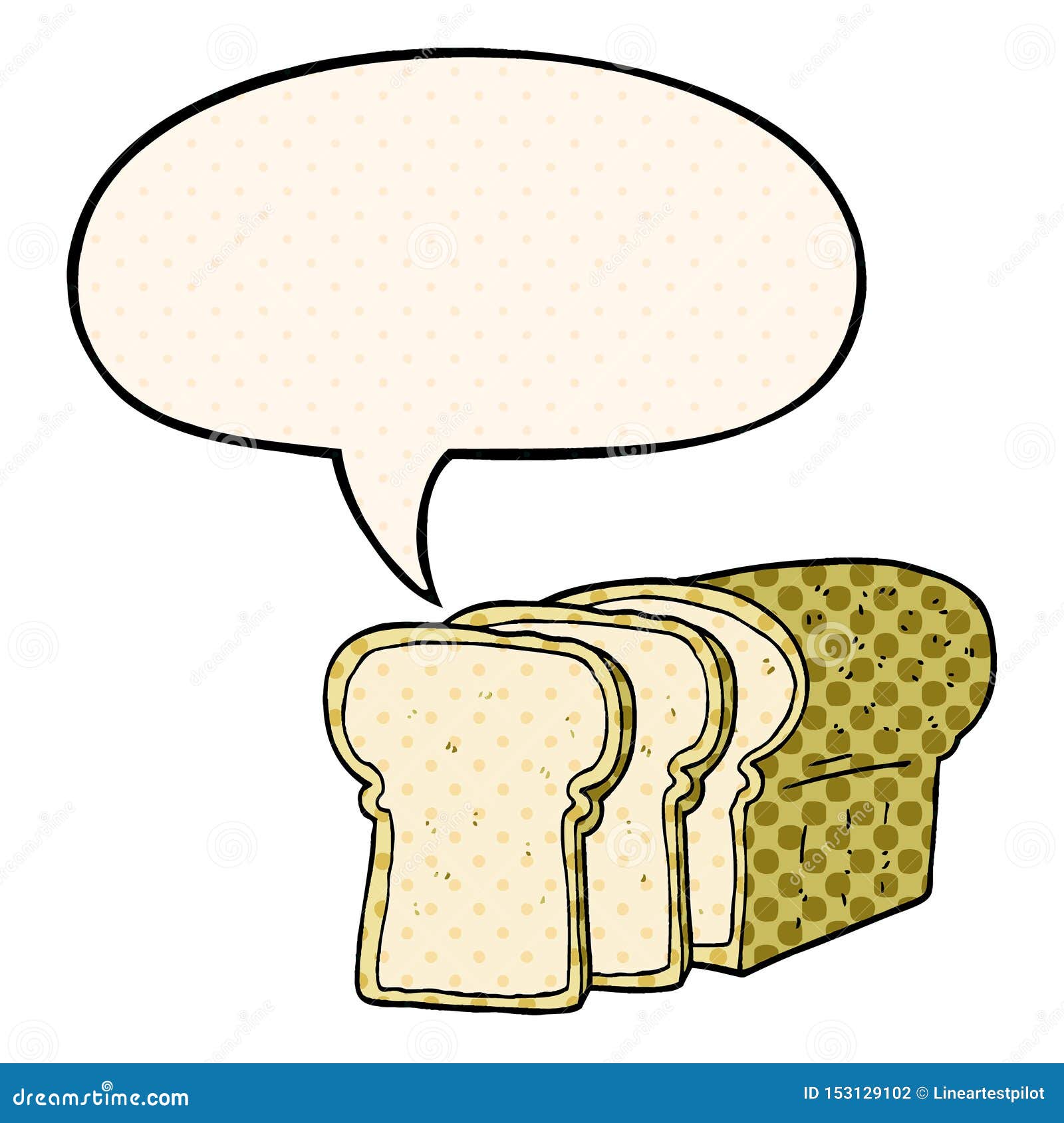 A Creative Cartoon Sliced Bread and Speech Bubble in Comic Book Style ...