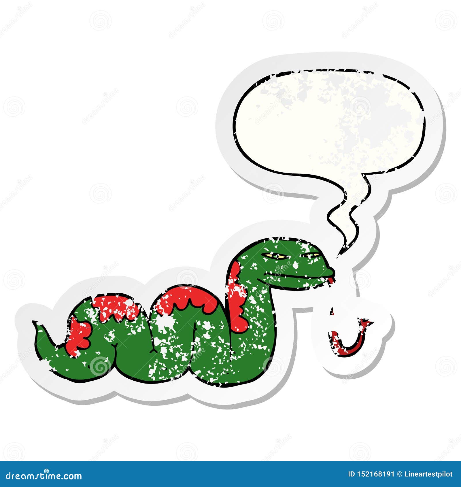 A Creative Cartoon Slithering Snake and Speech Bubble Distressed ...