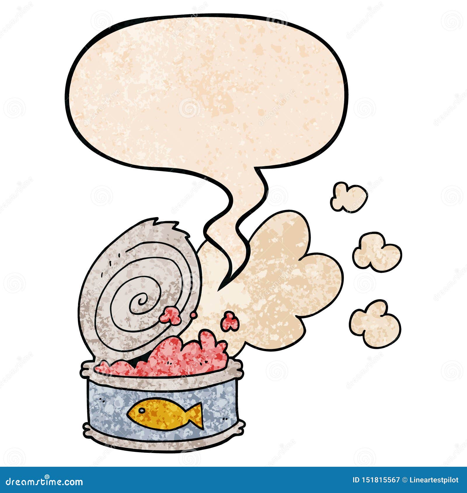 A Creative Cartoon Smelly Can of Fish and Speech Bubble in Retro ...