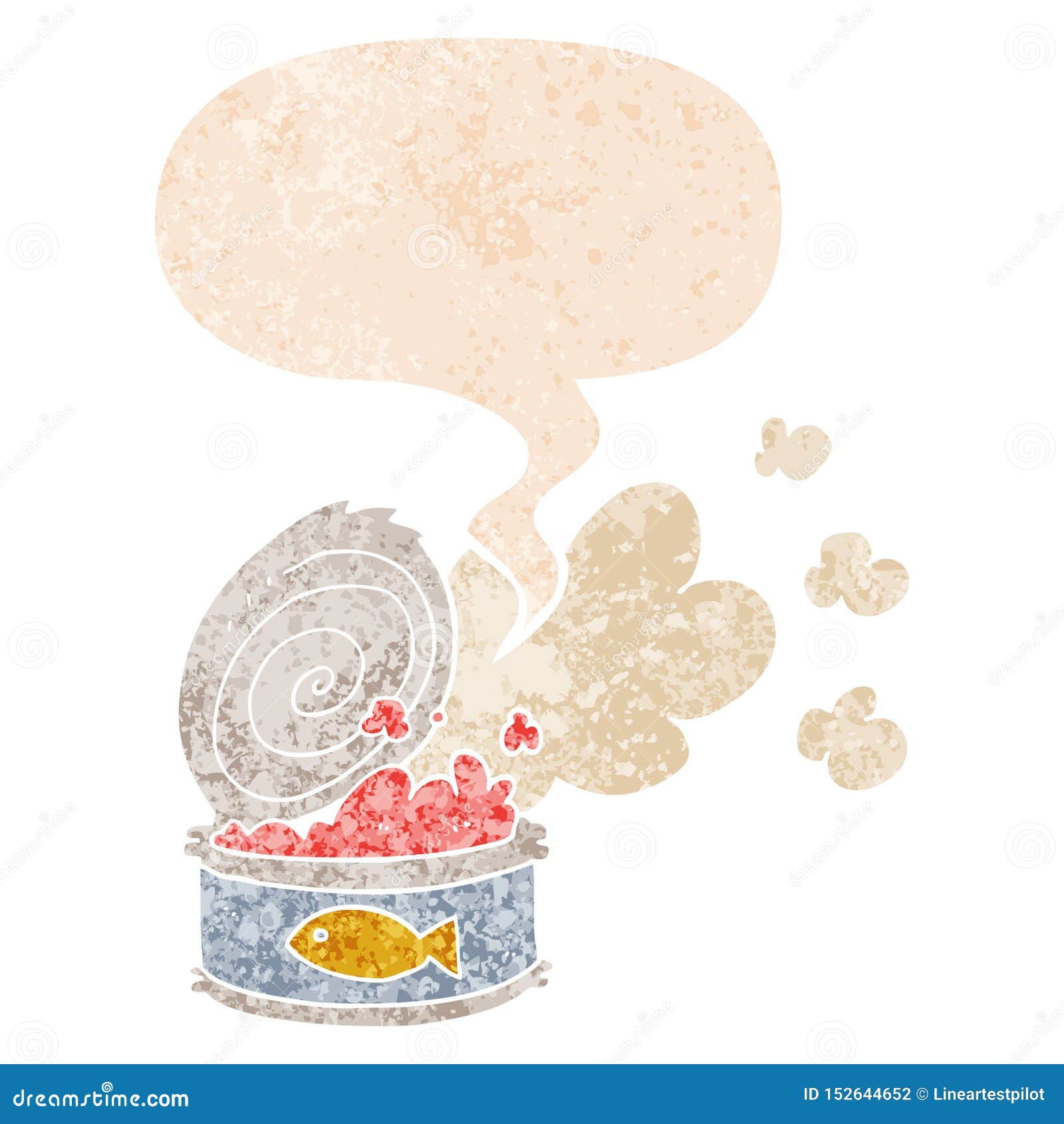 A Creative Cartoon Smelly Can of Fish and Speech Bubble in Retro ...