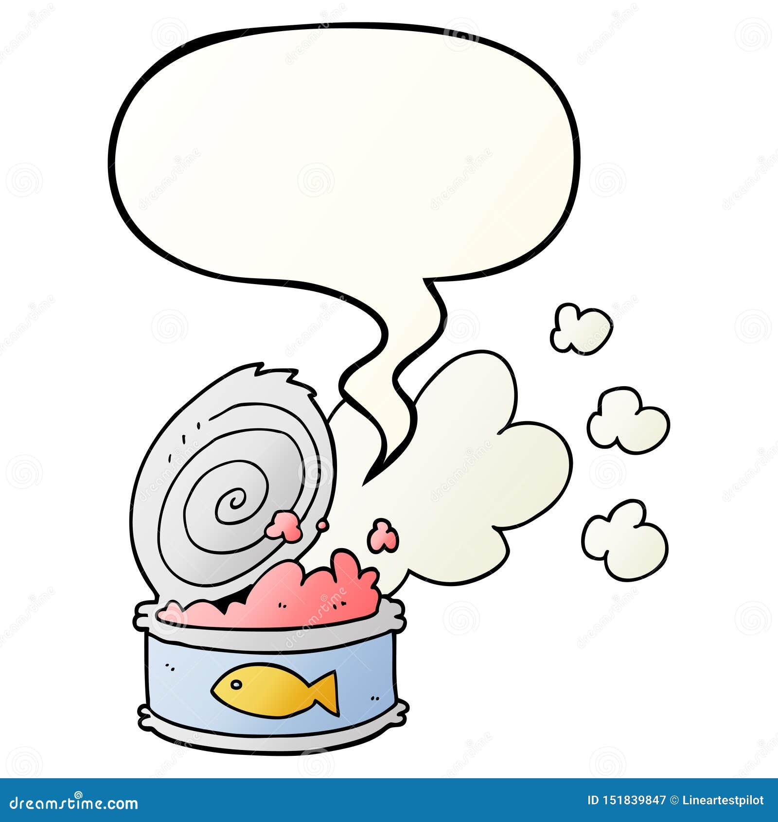 A Creative Cartoon Smelly Can of Fish and Speech Bubble in Smooth ...