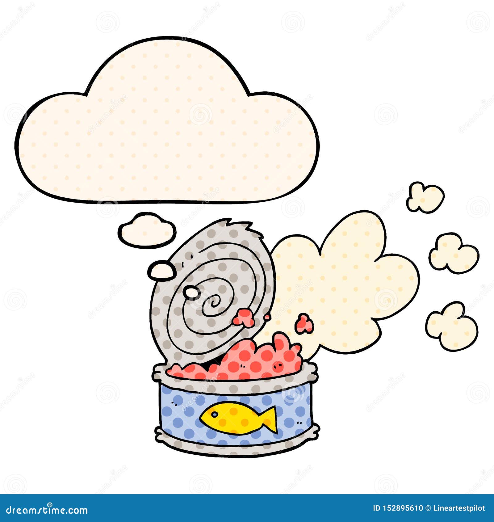 A Creative Cartoon Smelly Can of Fish and Thought Bubble in Comic Book ...