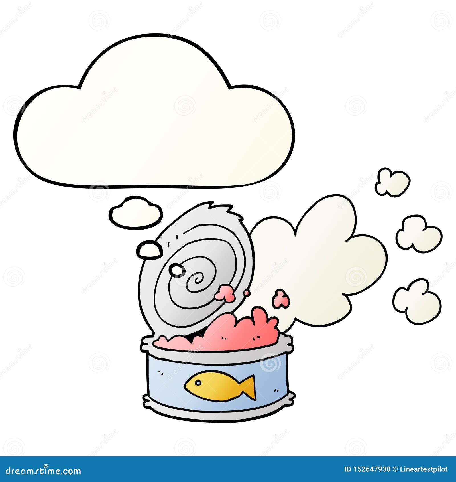 A Creative Cartoon Smelly Can of Fish and Thought Bubble in Smooth ...