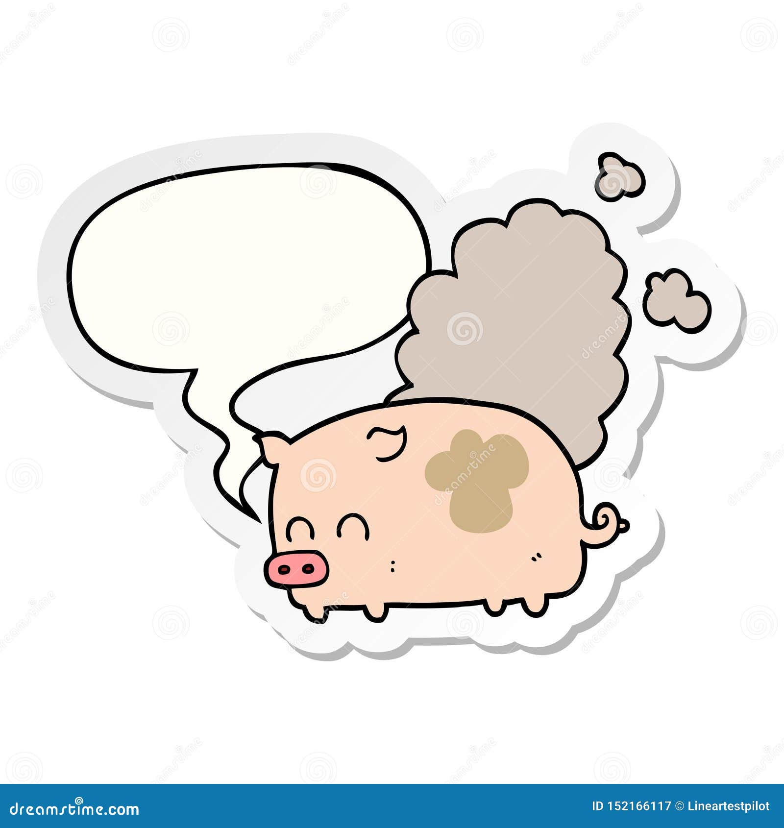 A Creative Cartoon Smelly Pig and Speech Bubble Sticker Stock Vector ...