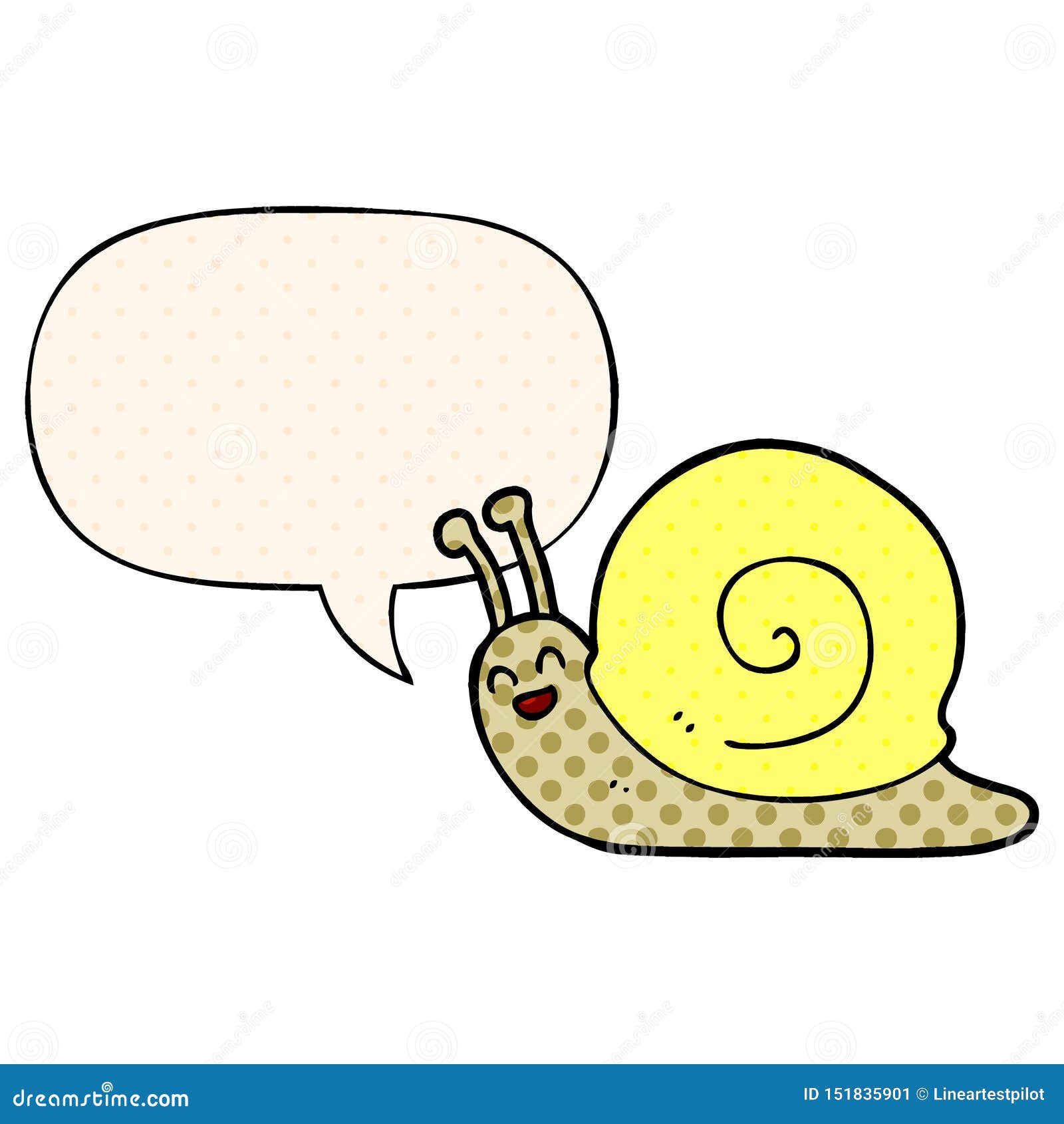 A Creative Cartoon Snail and Speech Bubble in Comic Book Style Stock ...