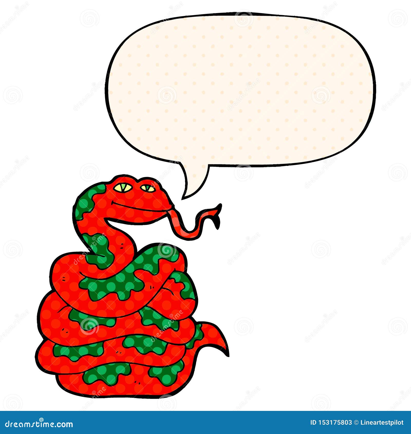 A Creative Cartoon Snake and Speech Bubble in Comic Book Style Stock ...
