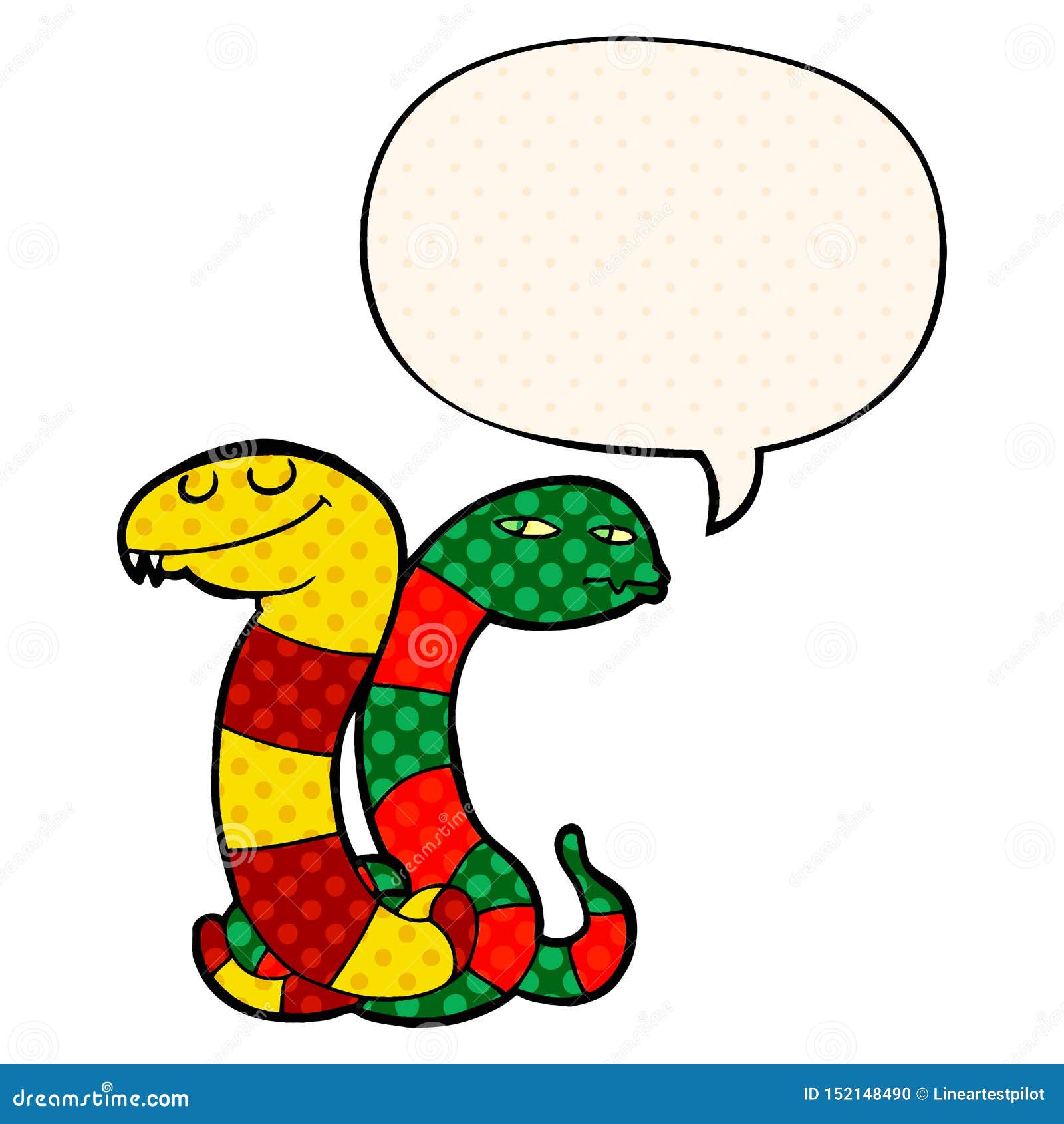 A Creative Cartoon Snakes and Speech Bubble in Comic Book Style Stock ...