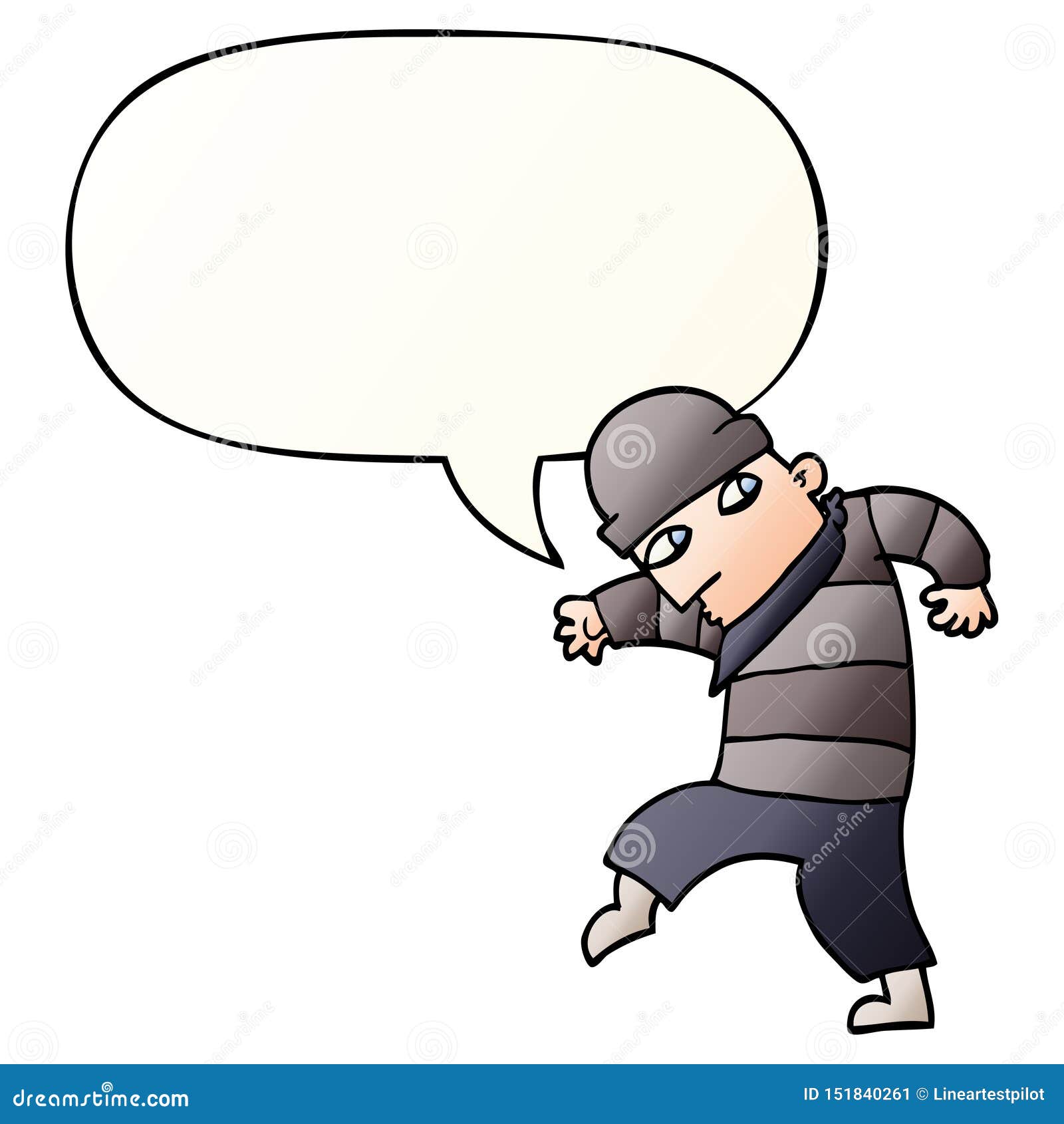 A Creative Cartoon Sneaking Thief and Speech Bubble in Smooth Gradient ...