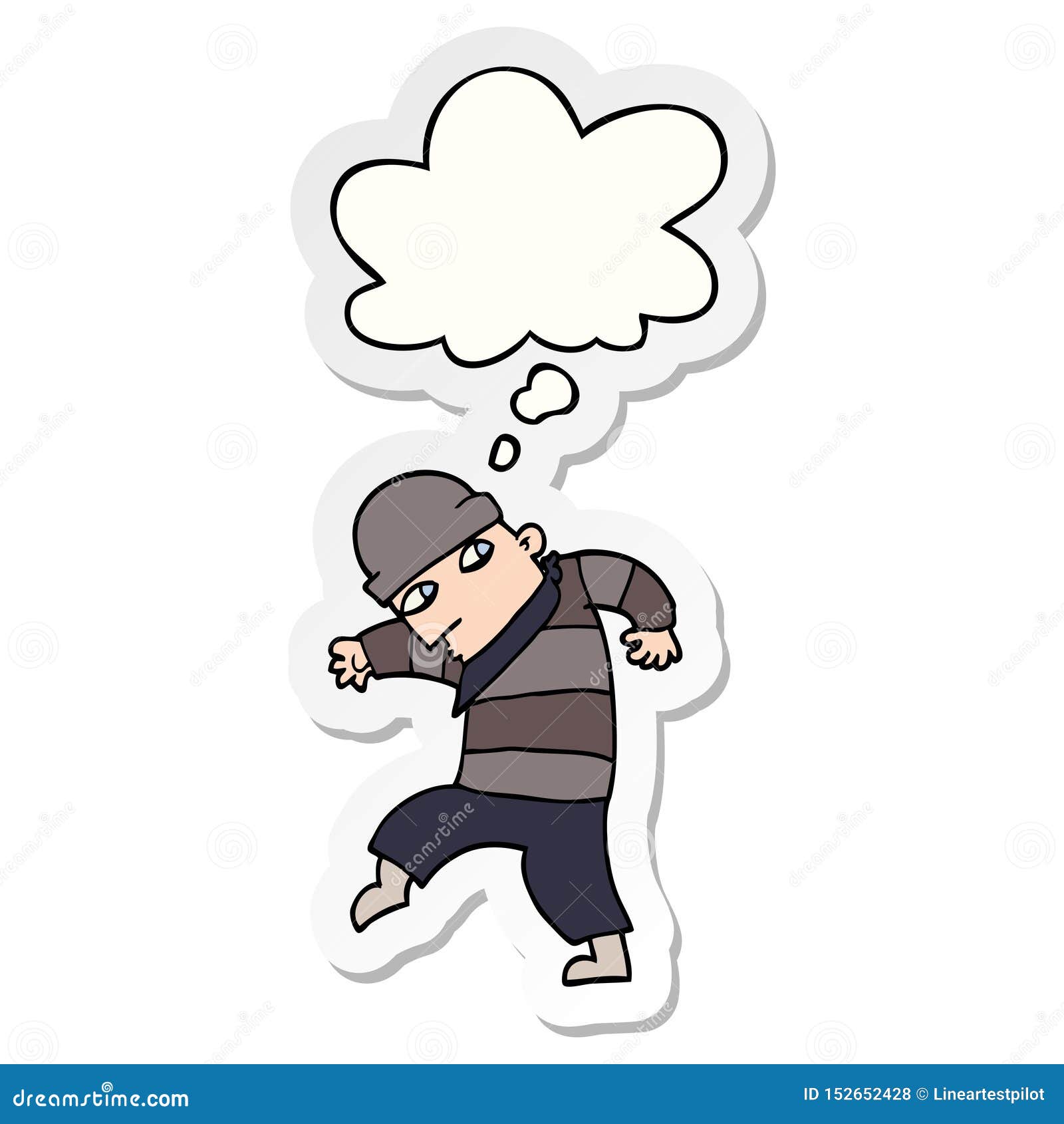 A Creative Cartoon Sneaking Thief and Thought Bubble As a Printed ...