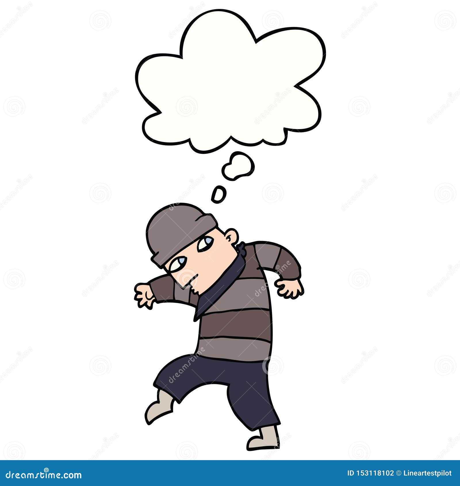 Sneaking Thief, Burglar Or Robber Holding Gun And Carrying Case Full Of ...