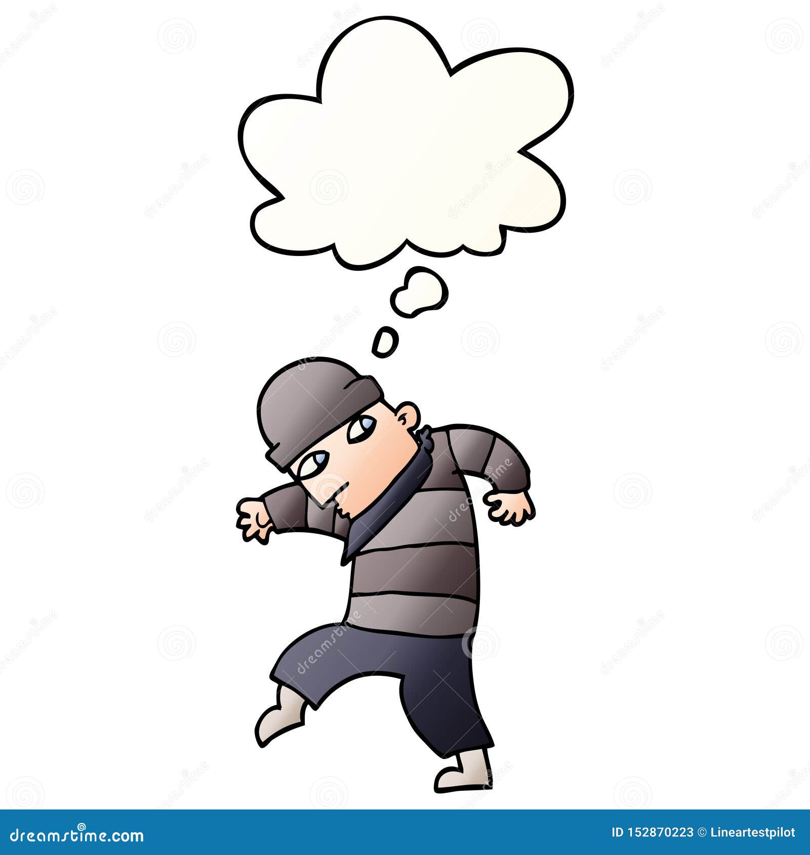 A Creative Cartoon Sneaking Thief and Thought Bubble in Smooth Gradient ...