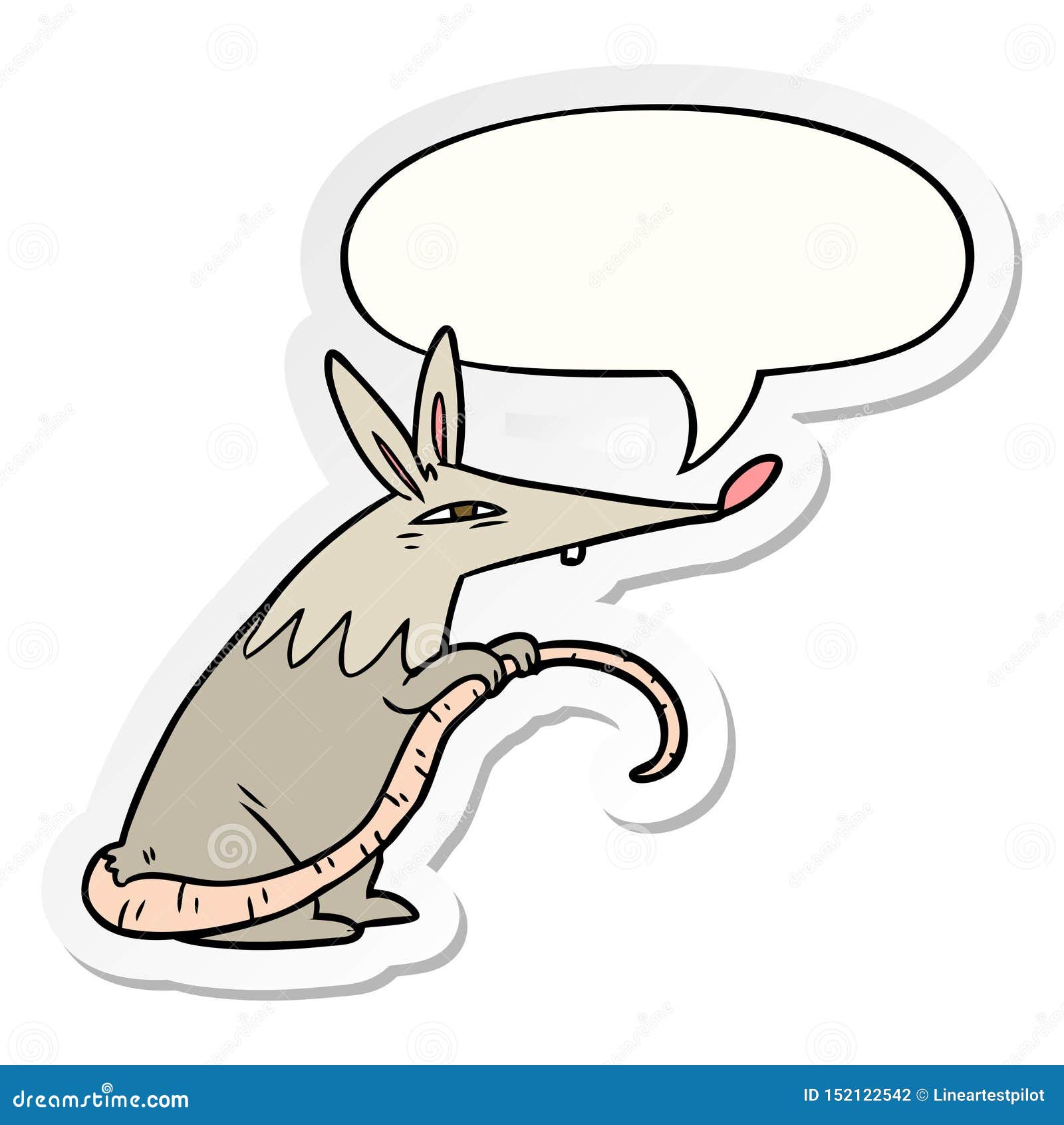 A Creative Cartoon Sneaky Rat and Speech Bubble Sticker Stock Vector ...