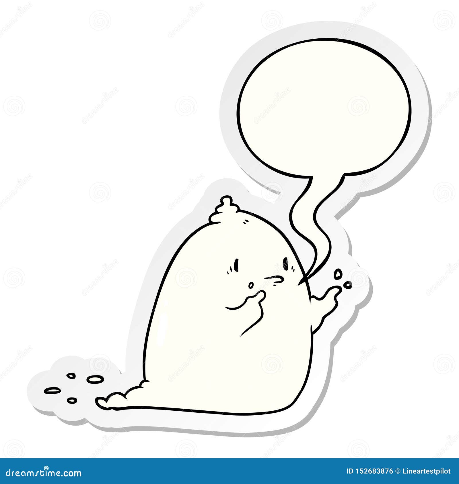A Creative Cartoon Spooky Ghost and Speech Bubble Sticker Stock Vector ...