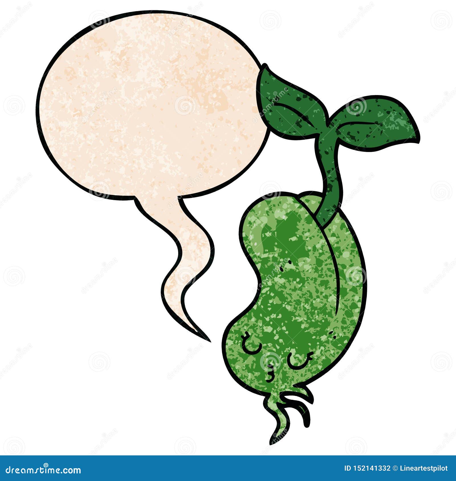 A Creative Cartoon Sprouting Bean and Speech Bubble in Retro Texture ...
