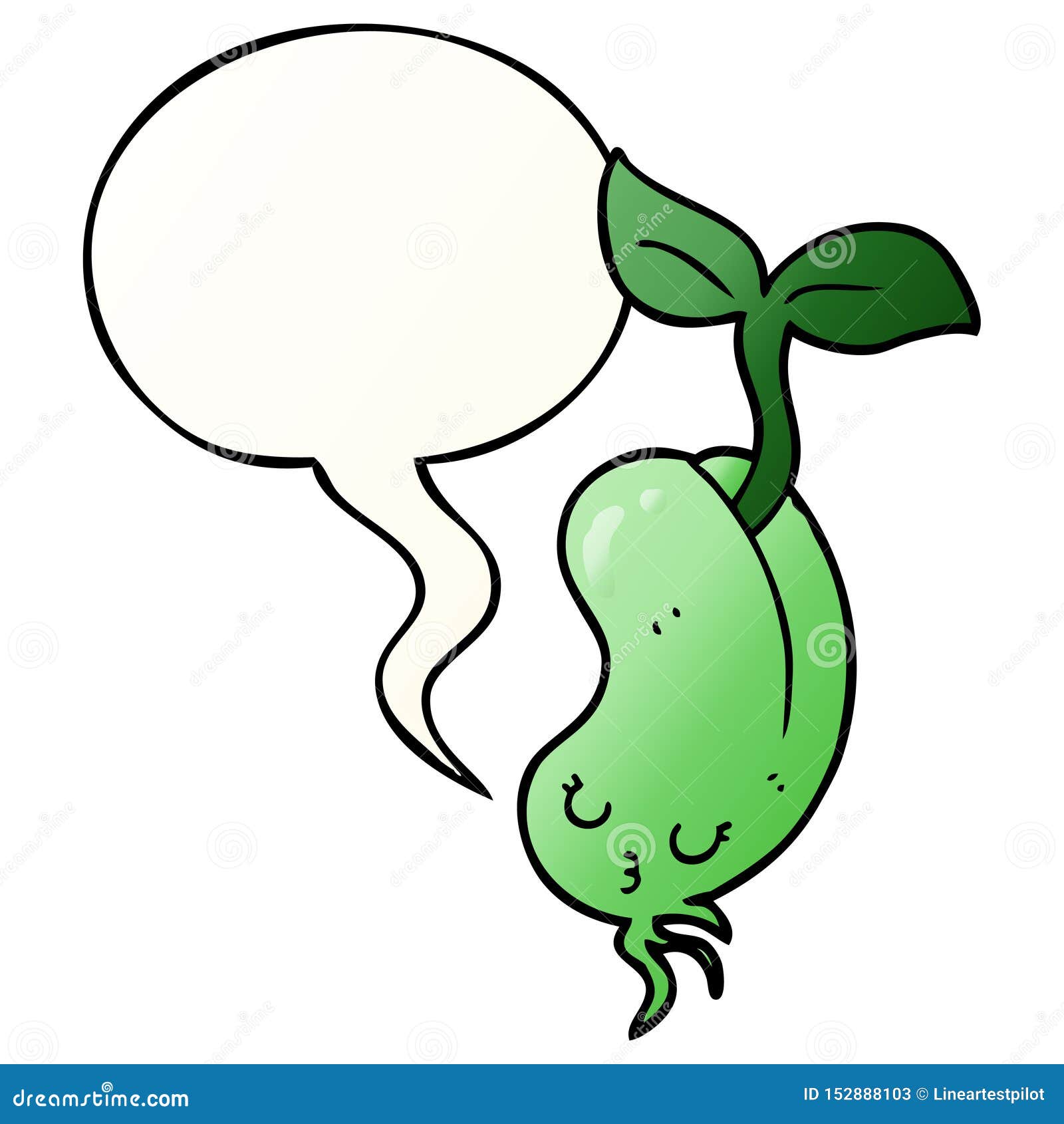 A Creative Cartoon Sprouting Bean and Speech Bubble in Smooth Gradient ...