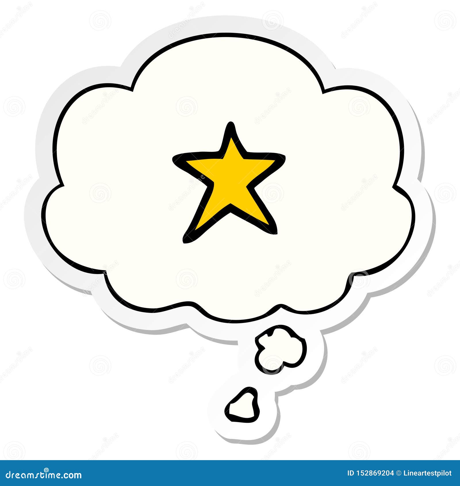 A Creative Cartoon Star Symbol and Thought Bubble As a Printed Sticker ...