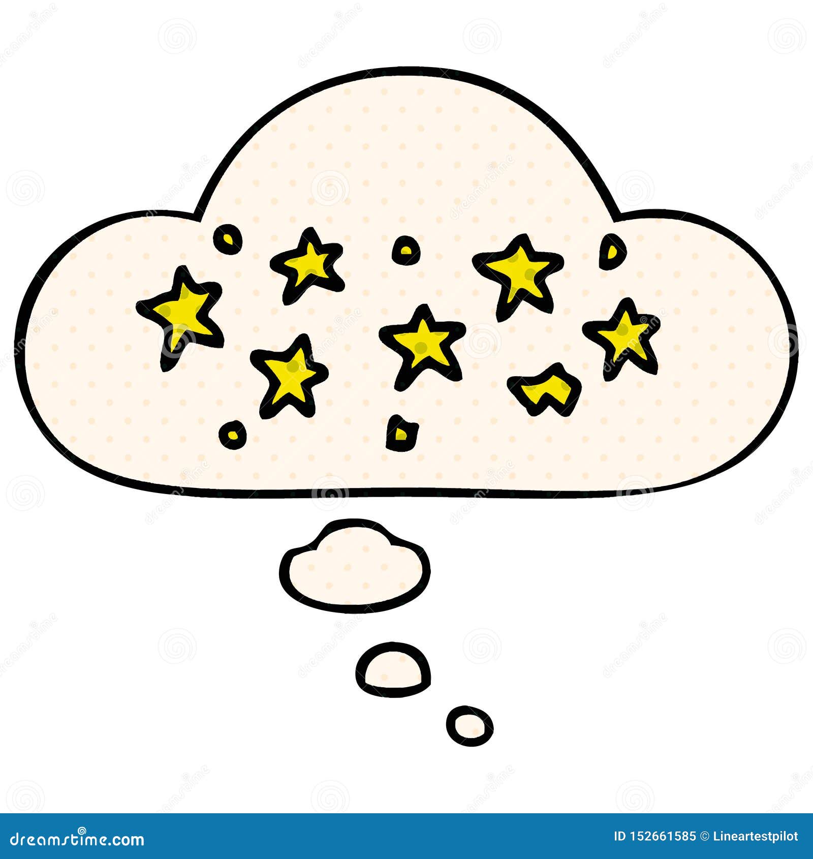 A Creative Cartoon Stars and Thought Bubble in Comic Book Style Stock ...