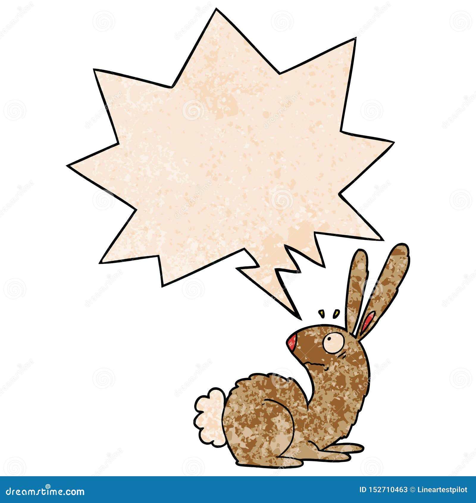 A Creative Cartoon Startled Bunny Rabbit and Speech Bubble in Retro ...