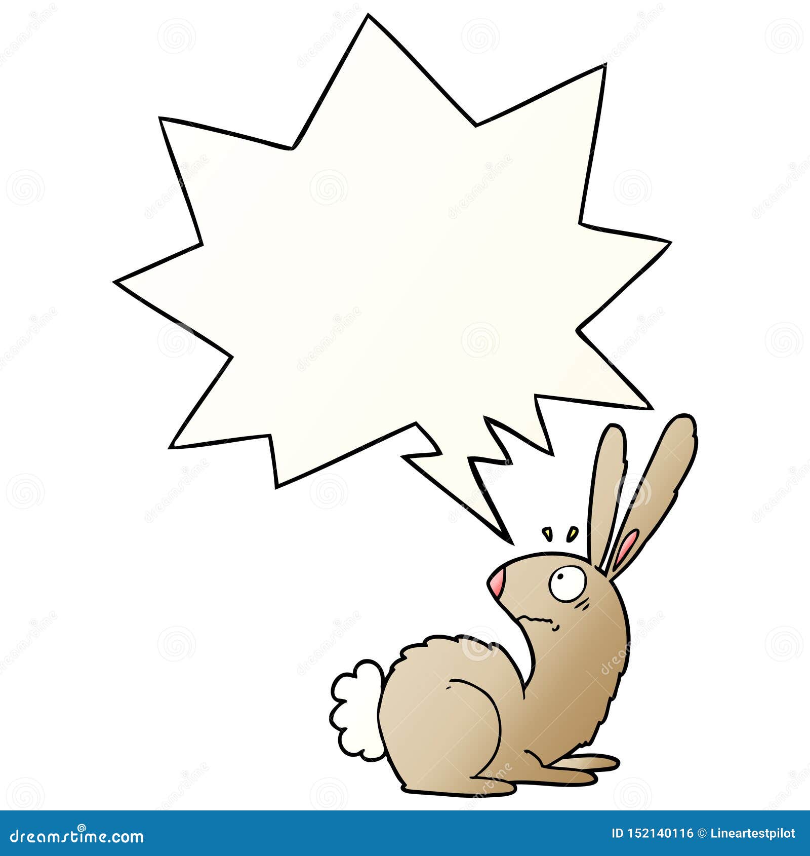 A Creative Cartoon Startled Bunny Rabbit and Speech Bubble in Smooth ...