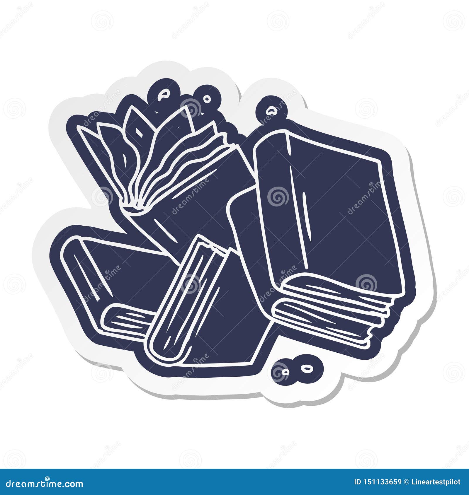 A Creative Cartoon Sticker of a Collection of Books Stock Vector ...