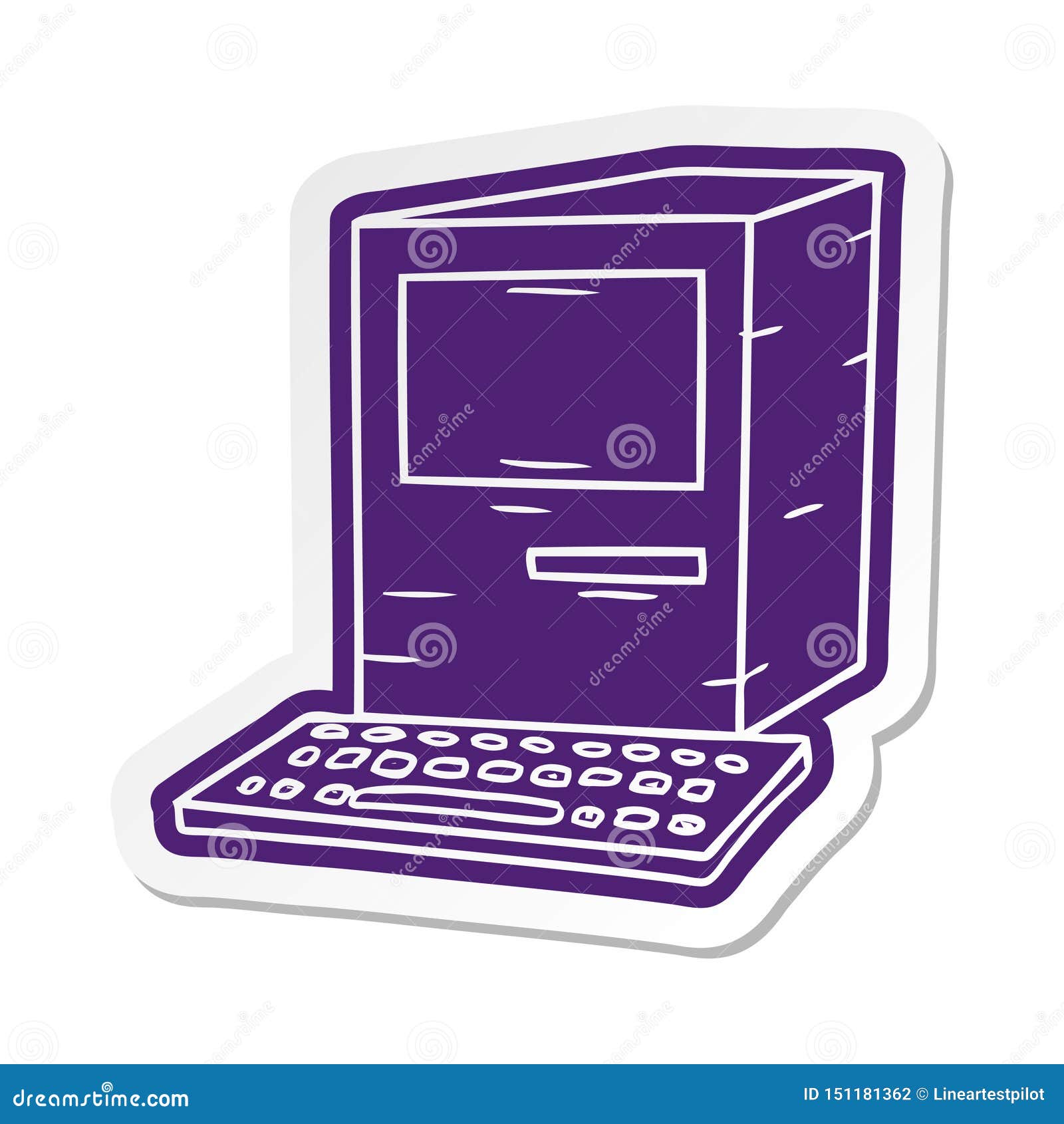 A Creative Cartoon Sticker of a Computer and Keyboard Stock Vector ...