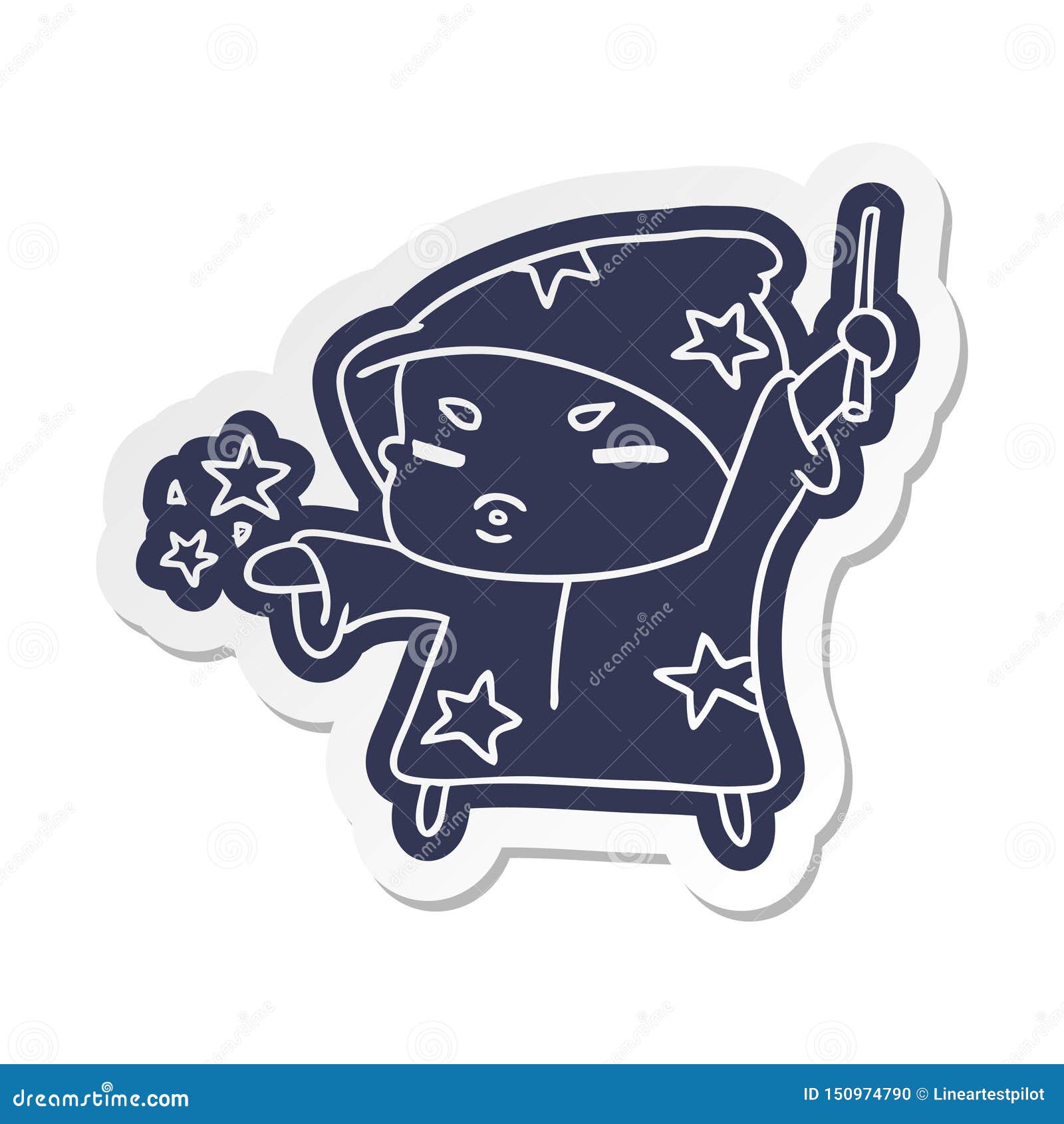 A Creative Cartoon Sticker Cute Kawaii Wizard Child Stock Vector ...