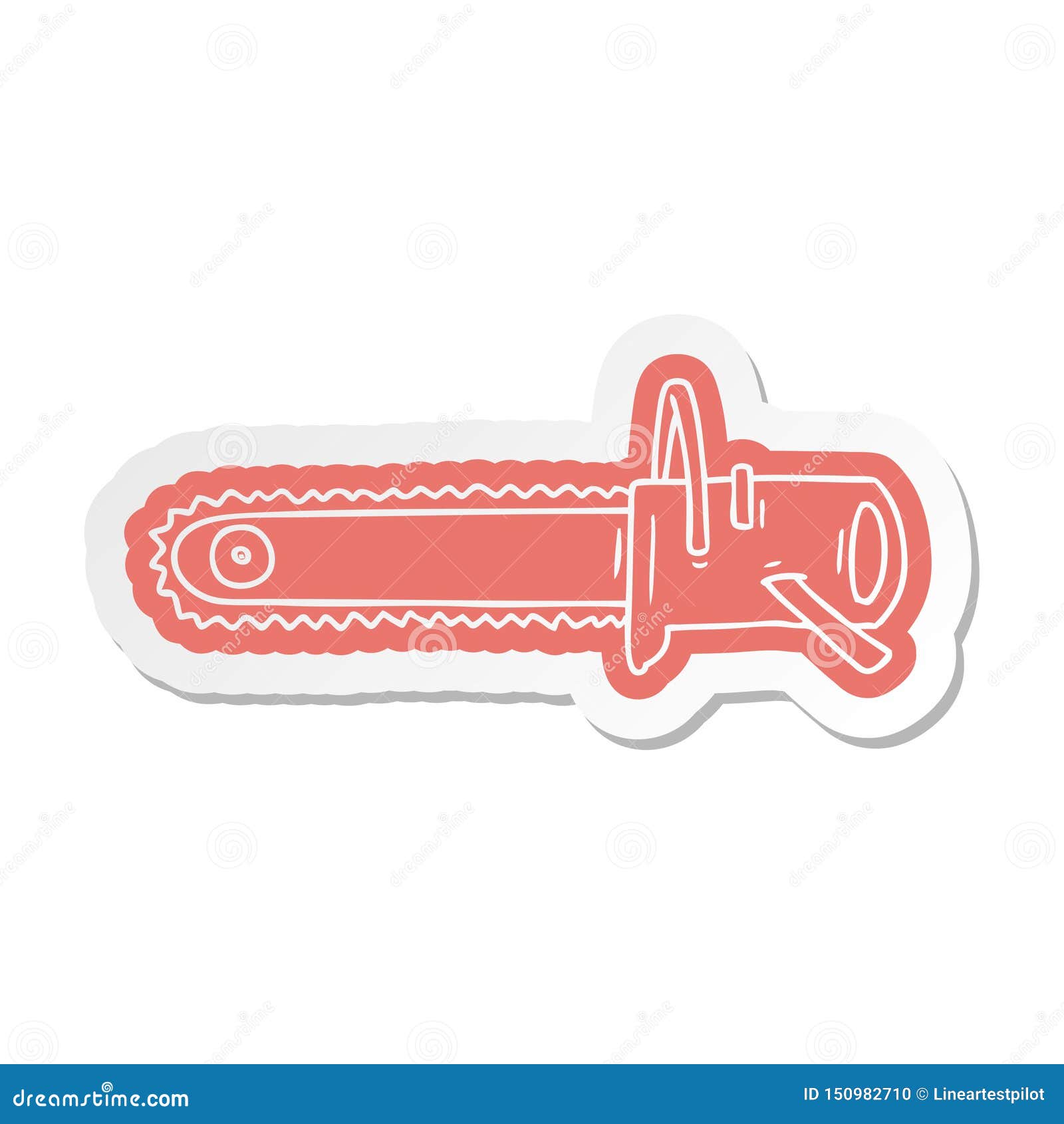 A Creative Cartoon Sticker Fo a Chain Saw Stock Vector - Illustration ...