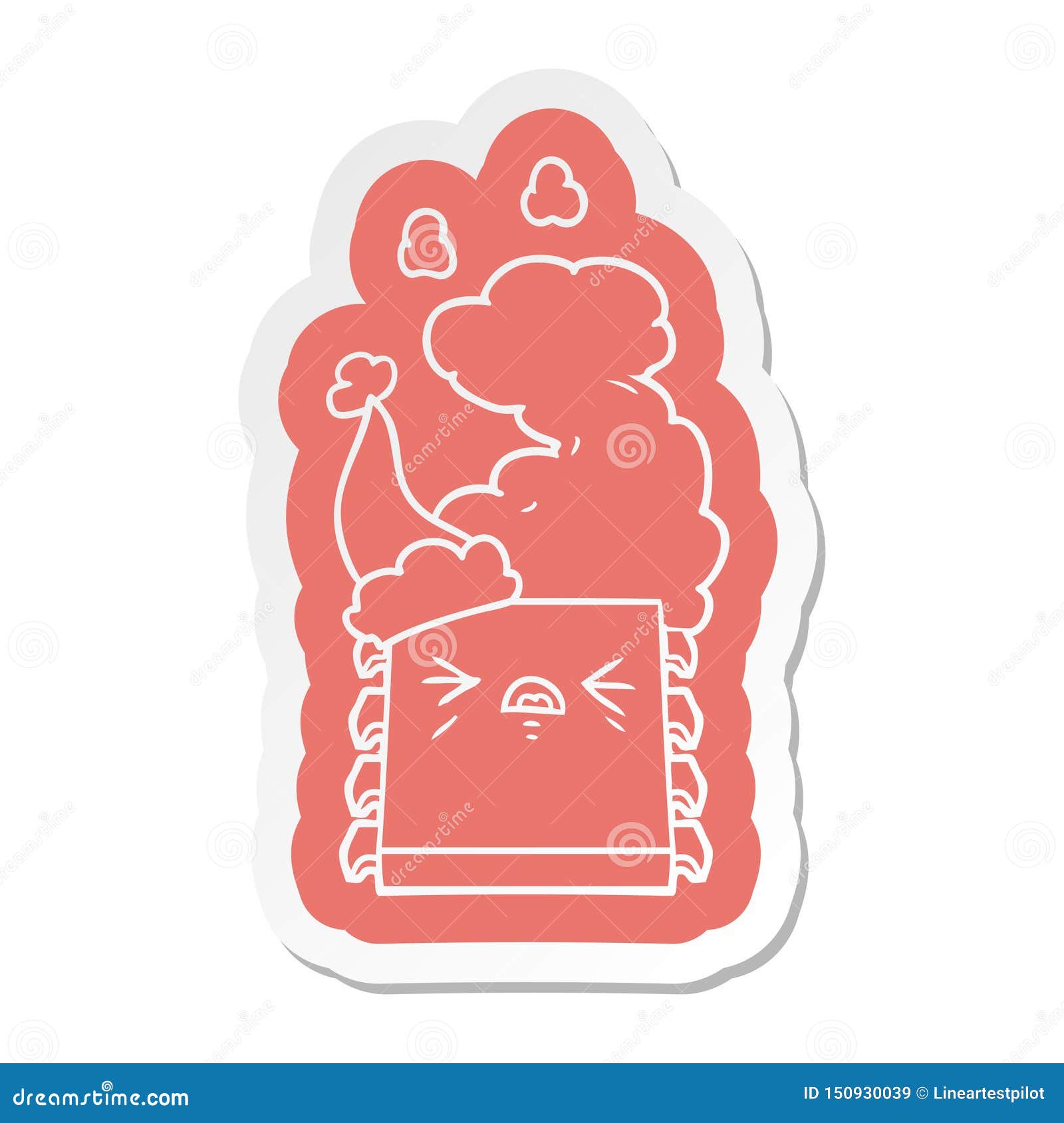 A Creative Cartoon Sticker of a Overheating Computer Chip Wearing Santa ...