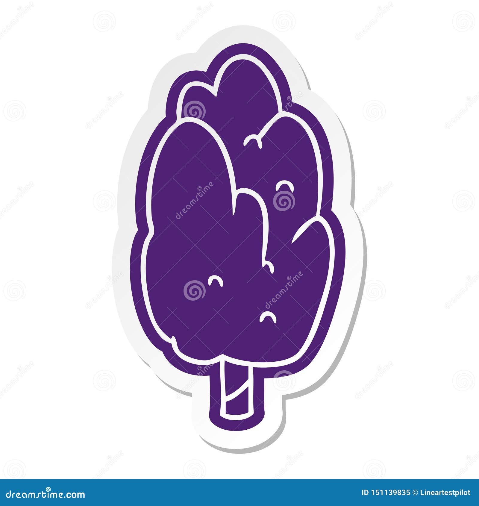 A Creative Cartoon Sticker Single Green Tree Stock Vector ...