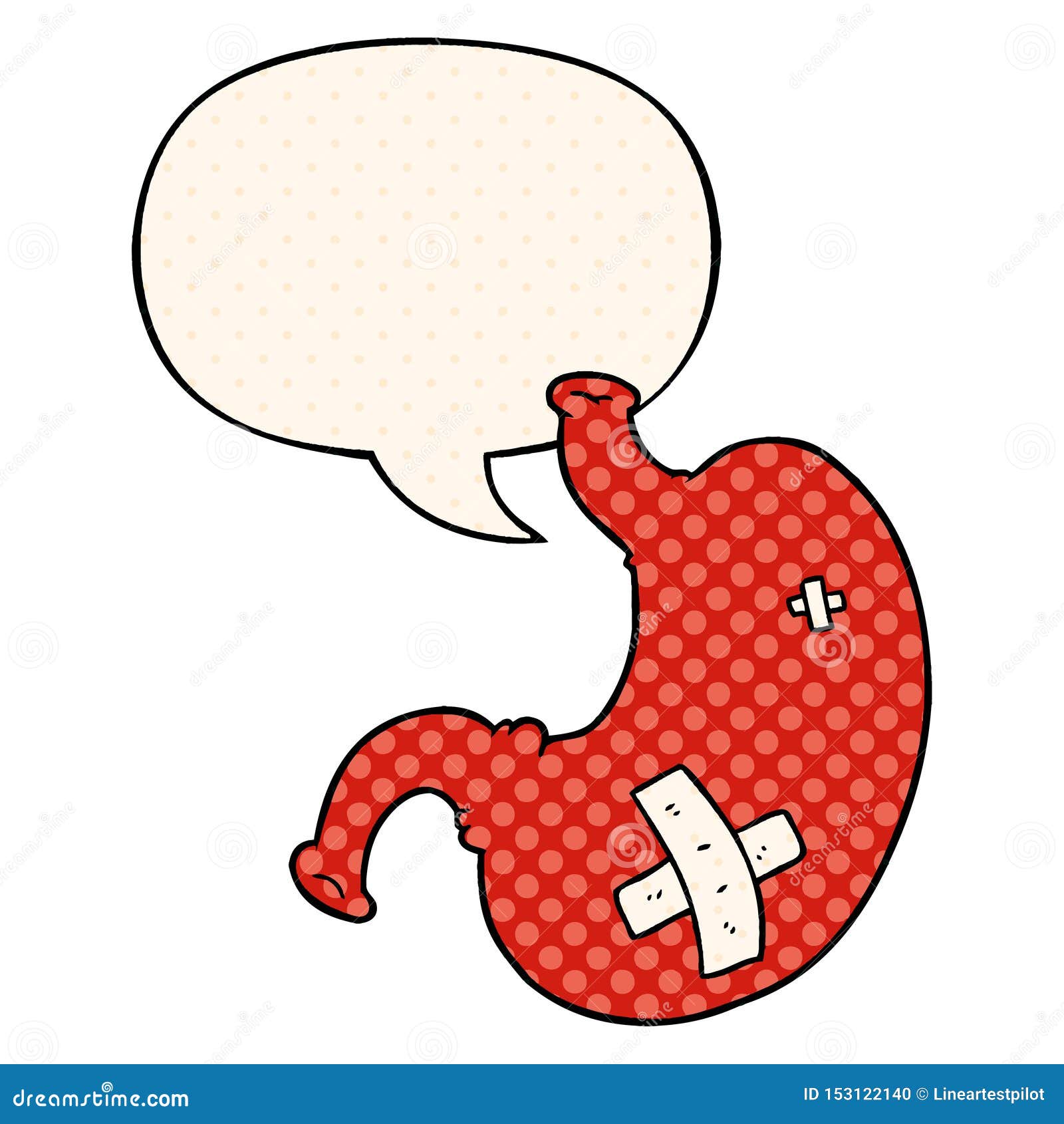 A Creative Cartoon Stomach and Speech Bubble in Comic Book Style Stock ...