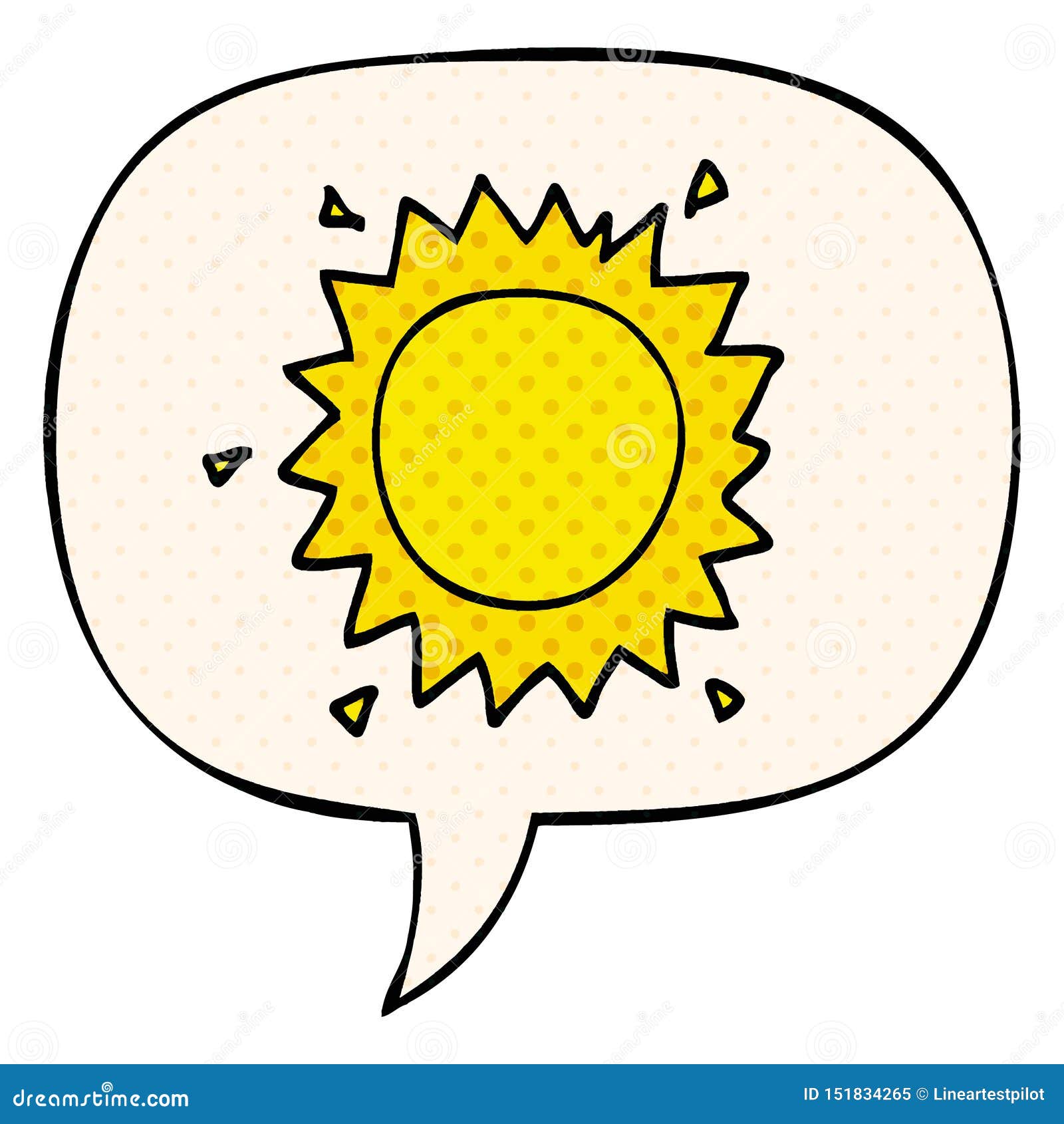A Creative Cartoon Sun and Speech Bubble in Comic Book Style Stock ...
