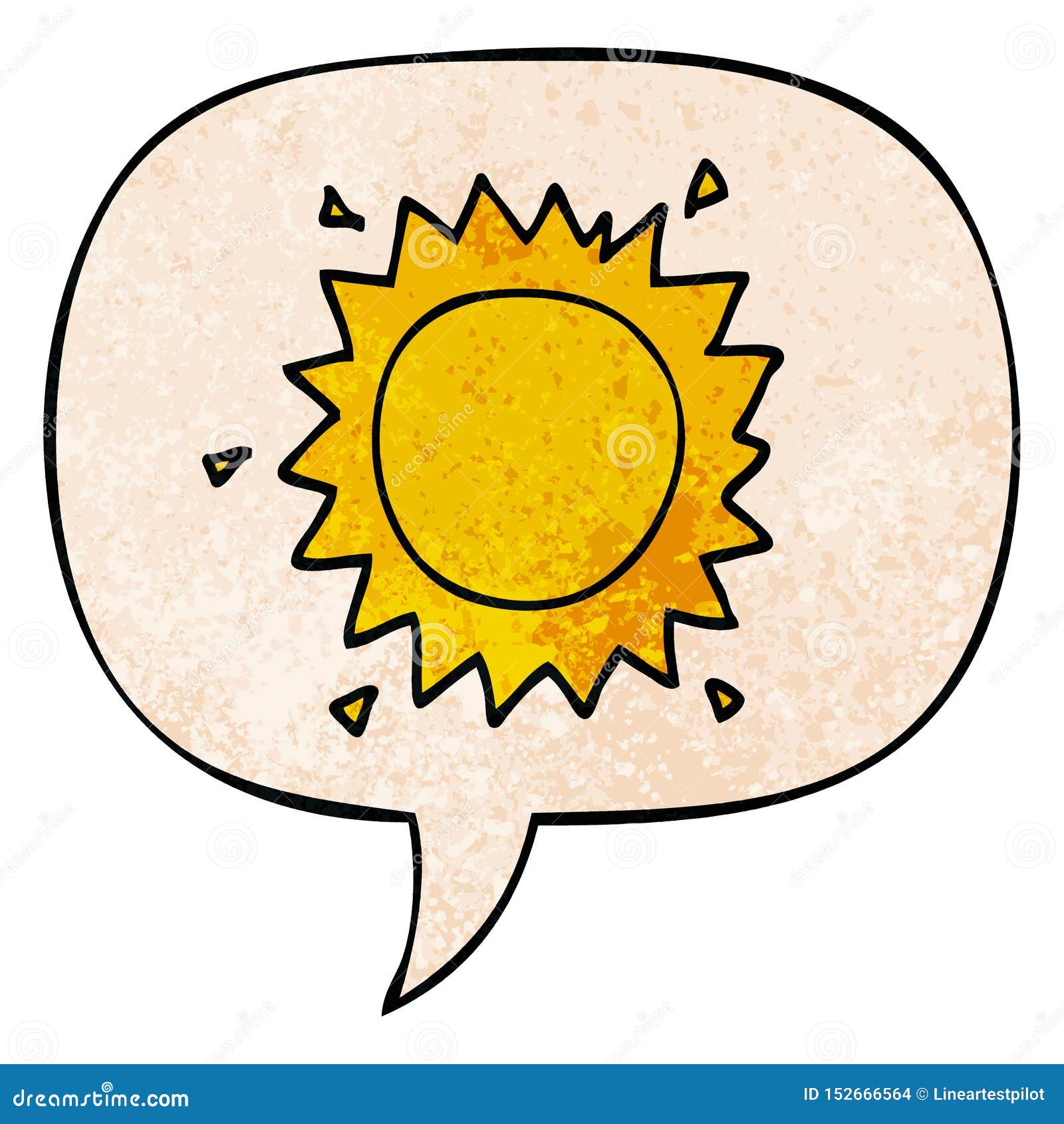 A Creative Cartoon Sun and Speech Bubble in Retro Texture Style Stock ...