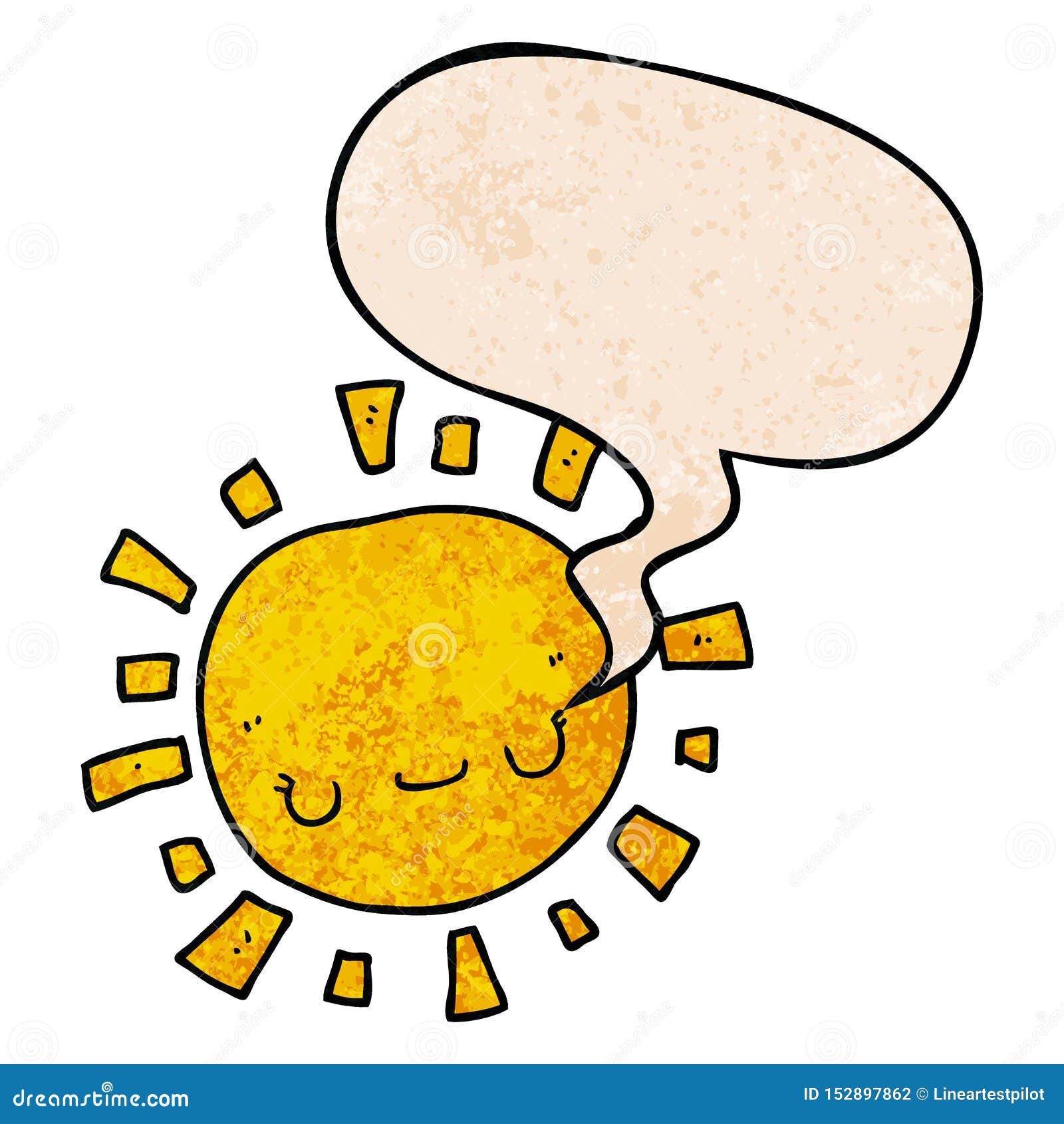 A Creative Cartoon Sun and Speech Bubble in Retro Texture Style Stock ...