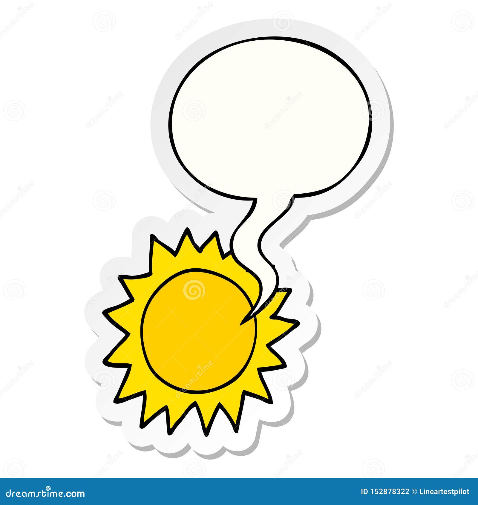 A Creative Cartoon Sun and Speech Bubble Sticker Stock Vector ...