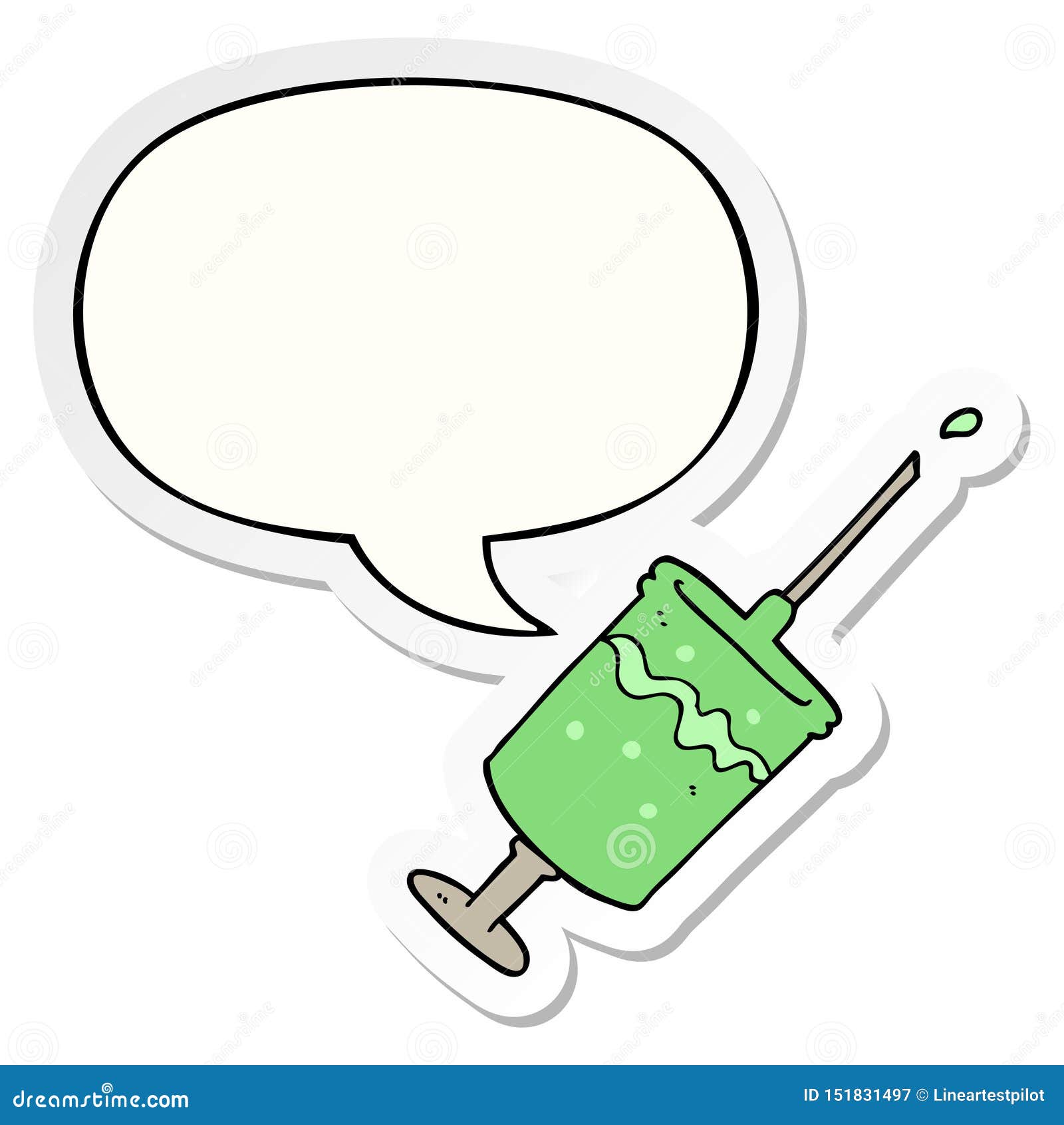 A Creative Cartoon Syringe Needle and Speech Bubble Sticker Stock ...