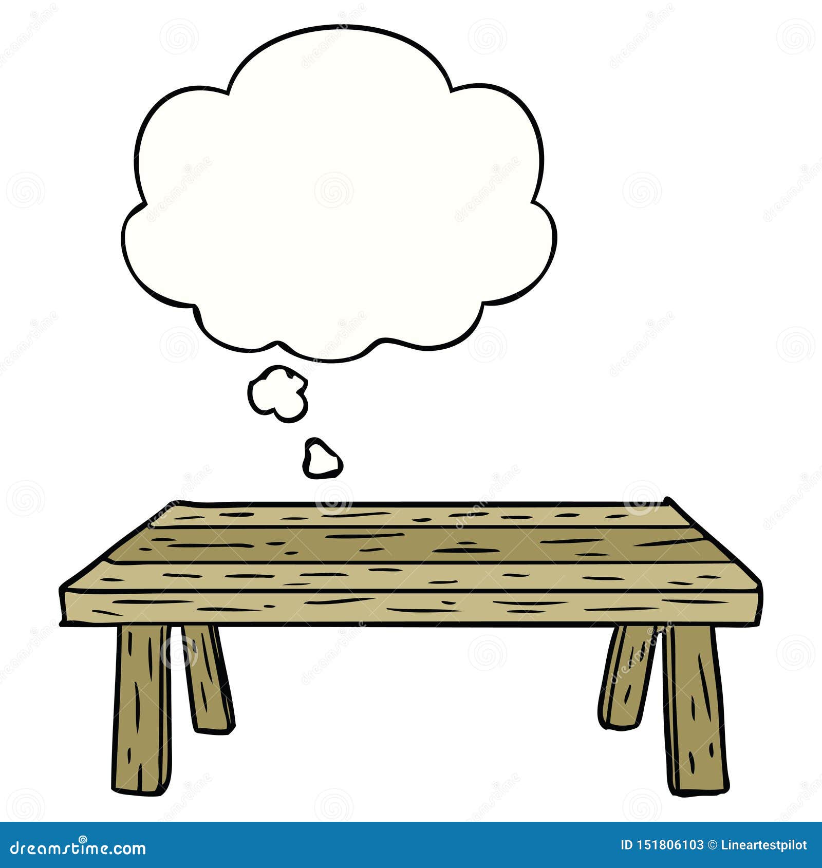 A Creative Cartoon Table and Thought Bubble Stock Vector - Illustration ...