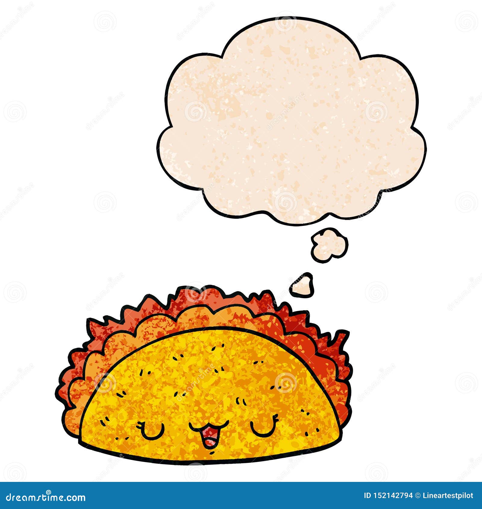 A Creative Cartoon Taco and Thought Bubble in Grunge Texture Pattern ...
