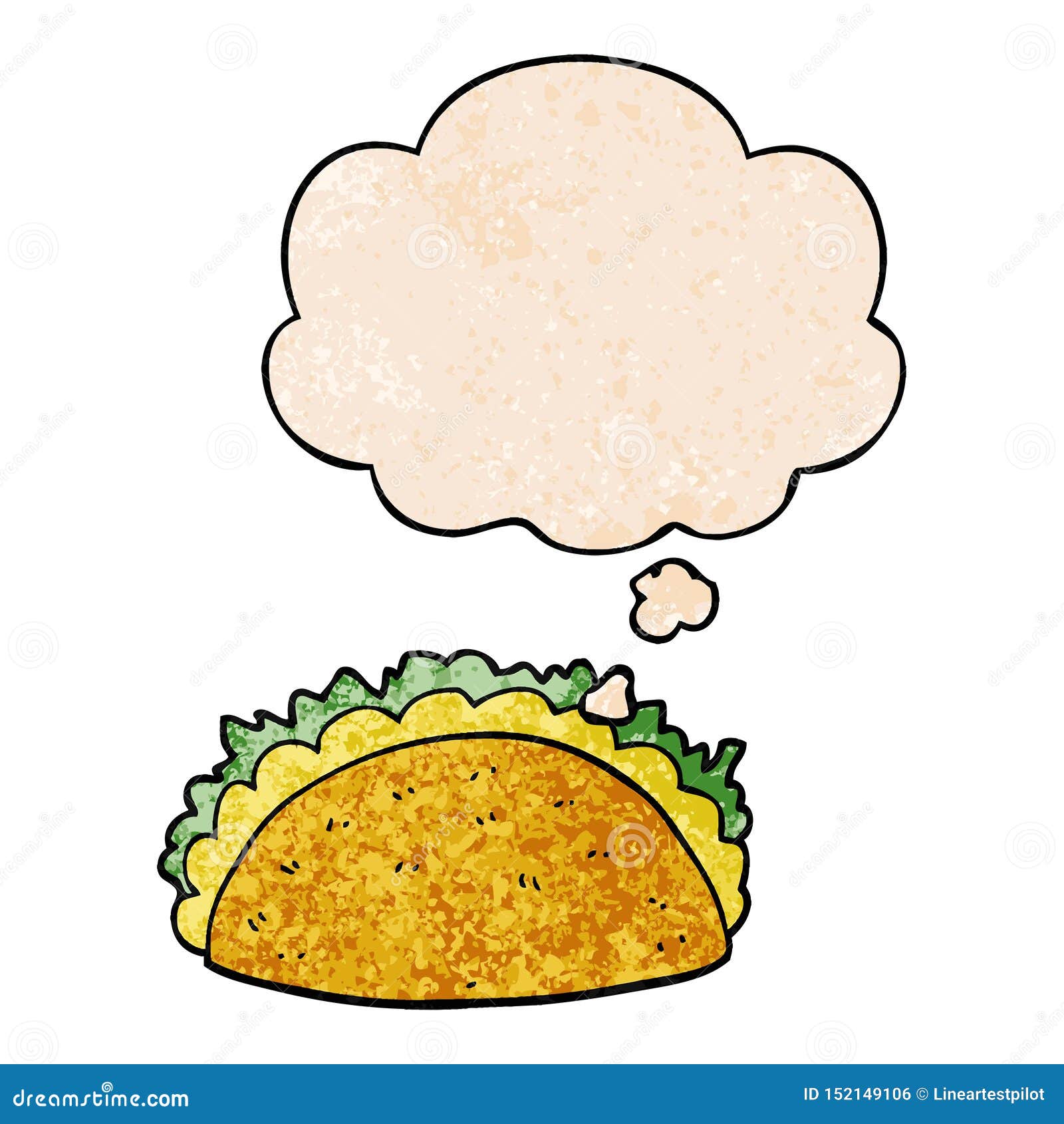 A Creative Cartoon Taco and Thought Bubble in Grunge Texture Pattern ...