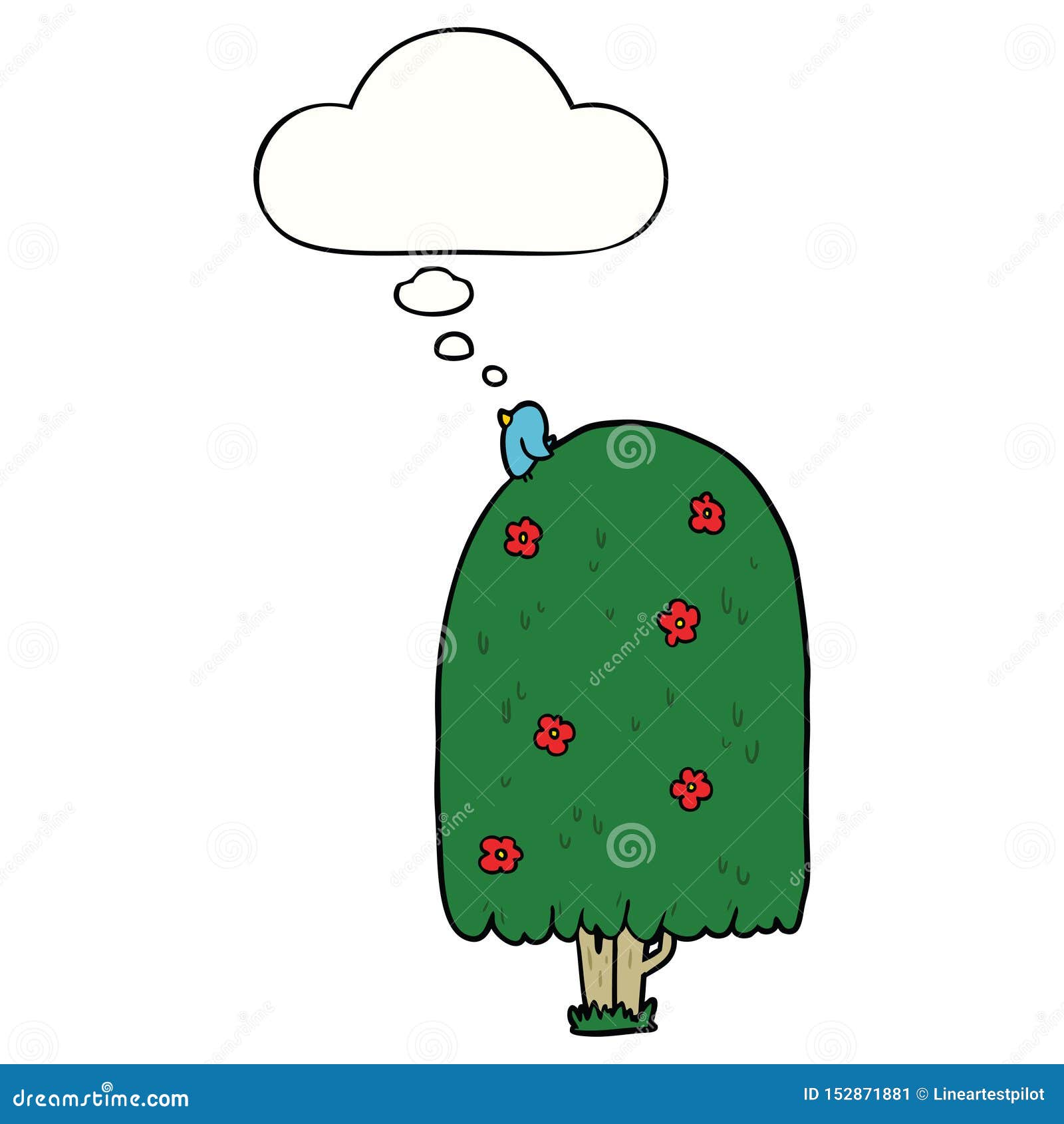 A Creative Cartoon Tall Tree and Thought Bubble Stock Vector ...