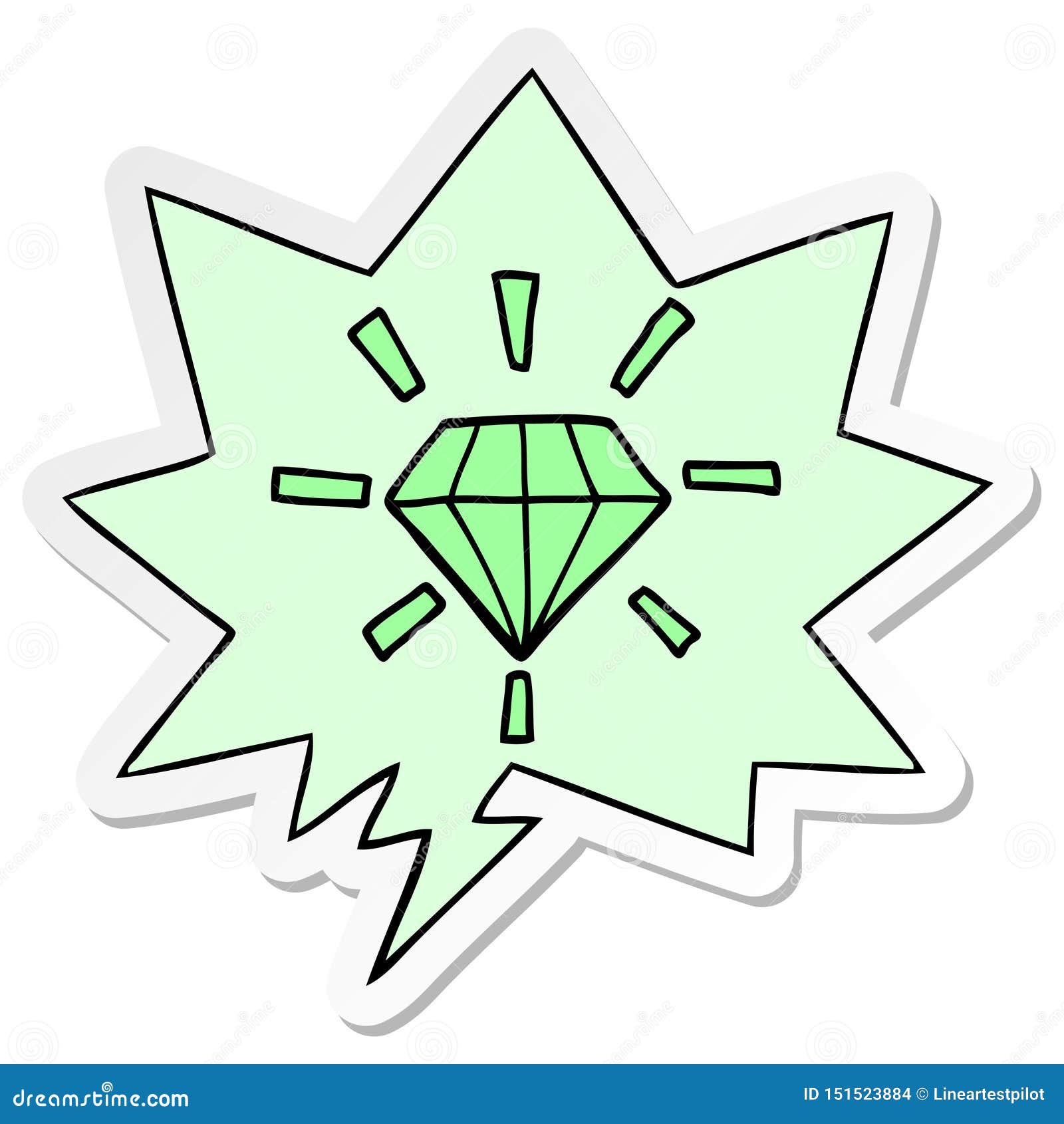 Diamond Tattoo Jewel Gem Objects Cute Cartoon Sticker Label Stick Stock ...