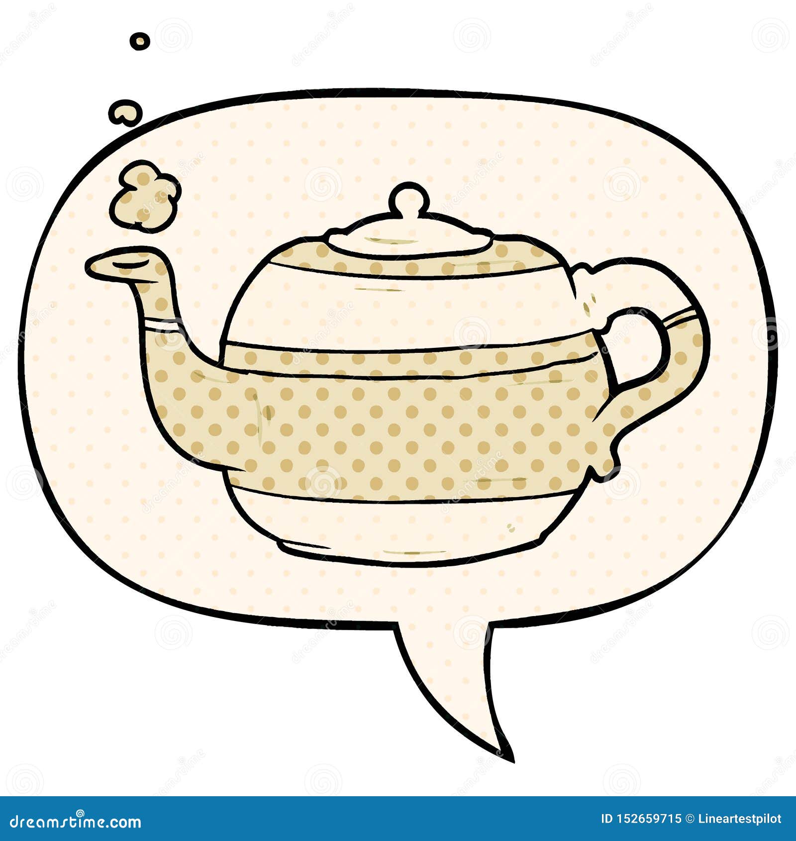 A Creative Cartoon Tea Pot and Speech Bubble in Comic Book Style Stock ...