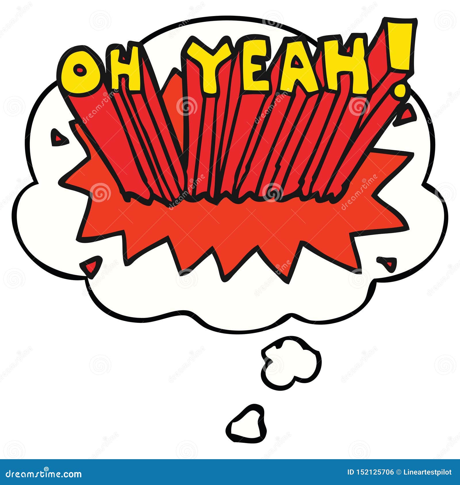 A Creative Cartoon Text Oh Yeah! and Thought Bubble Stock Vector ...