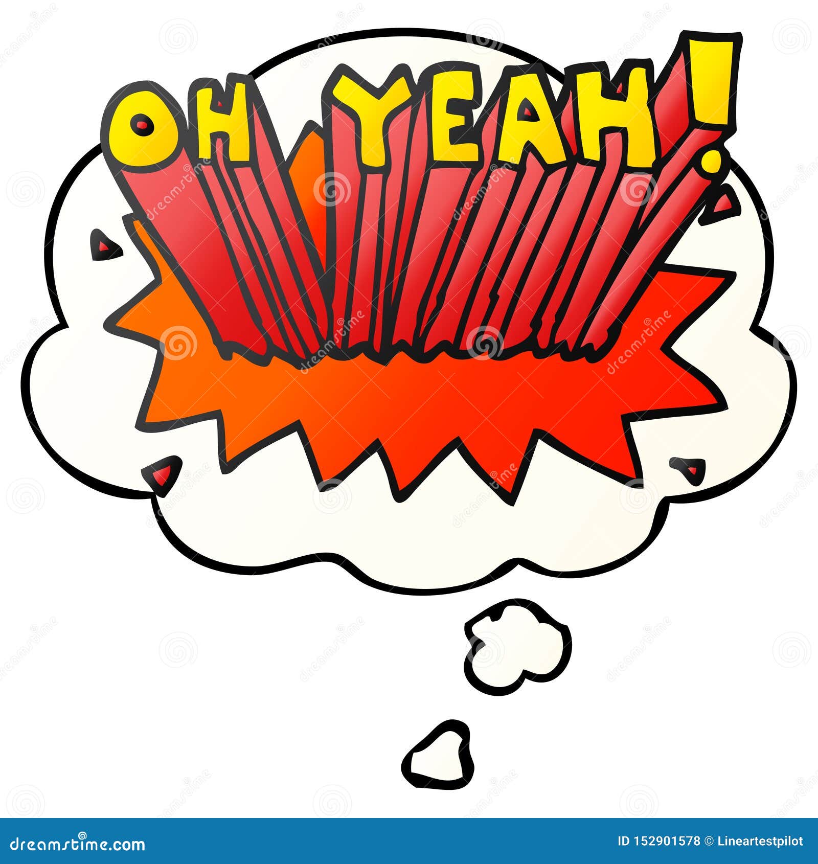 A Creative Cartoon Text Oh Yeah! and Thought Bubble in Smooth Gradient ...