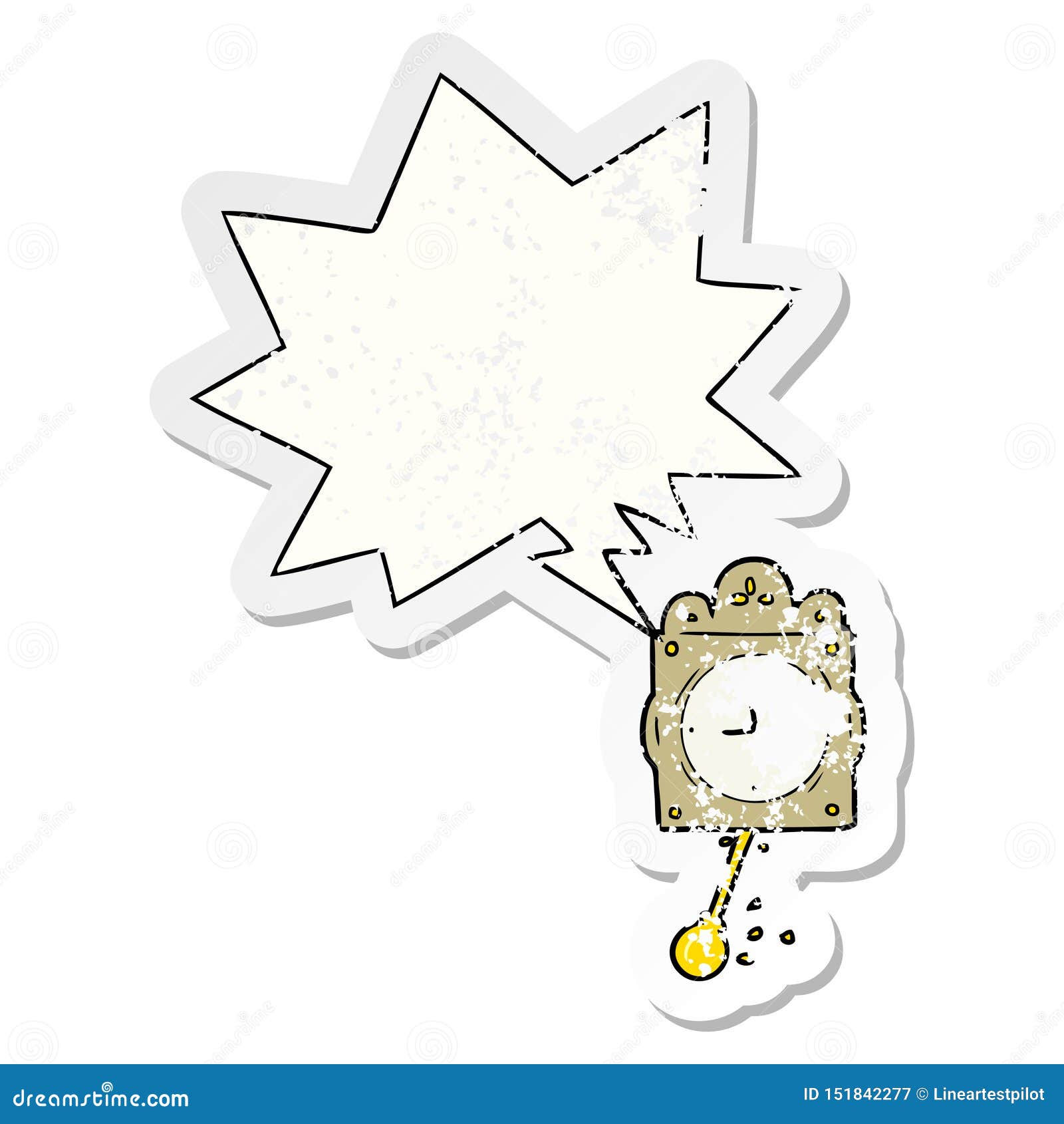 A Creative Cartoon Ticking Clock and Pendulum and Speech Bubble ...