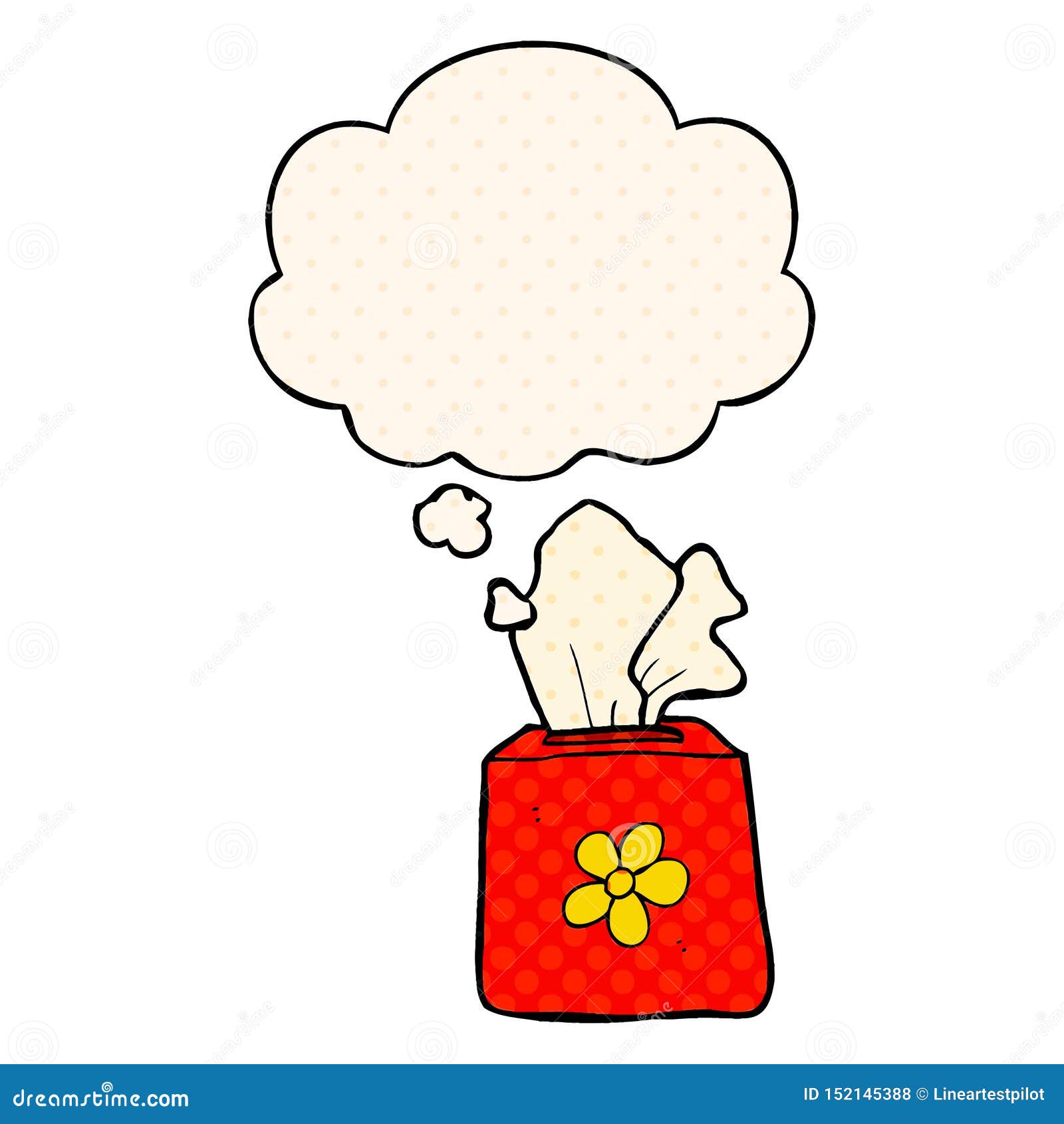 A Creative Cartoon Tissue Box and Thought Bubble in Comic Book Style ...