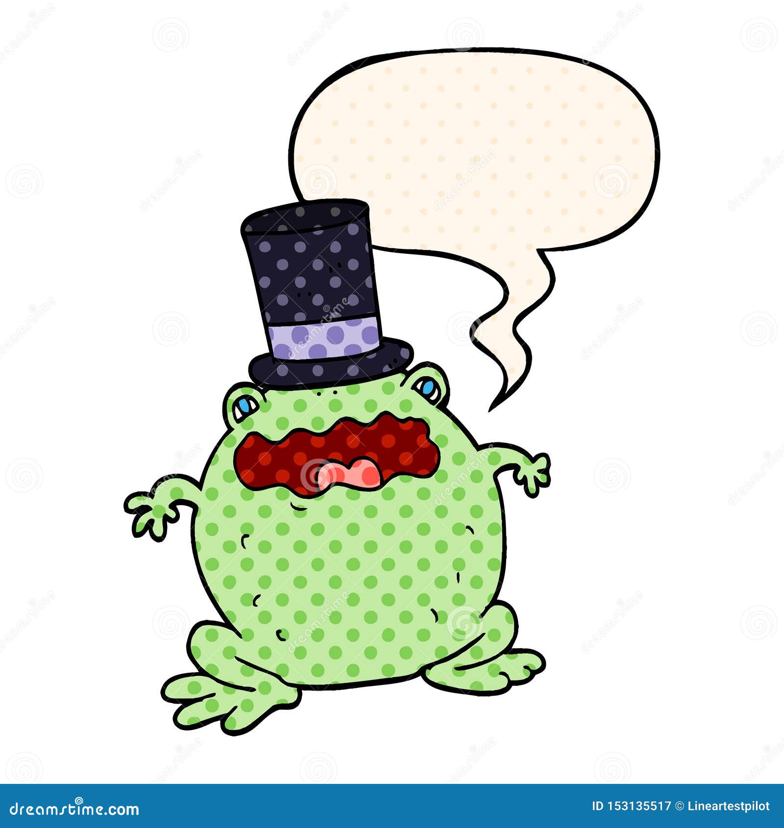 A Creative Cartoon Toad Wearing Top Hat and Speech Bubble in Comic Book ...