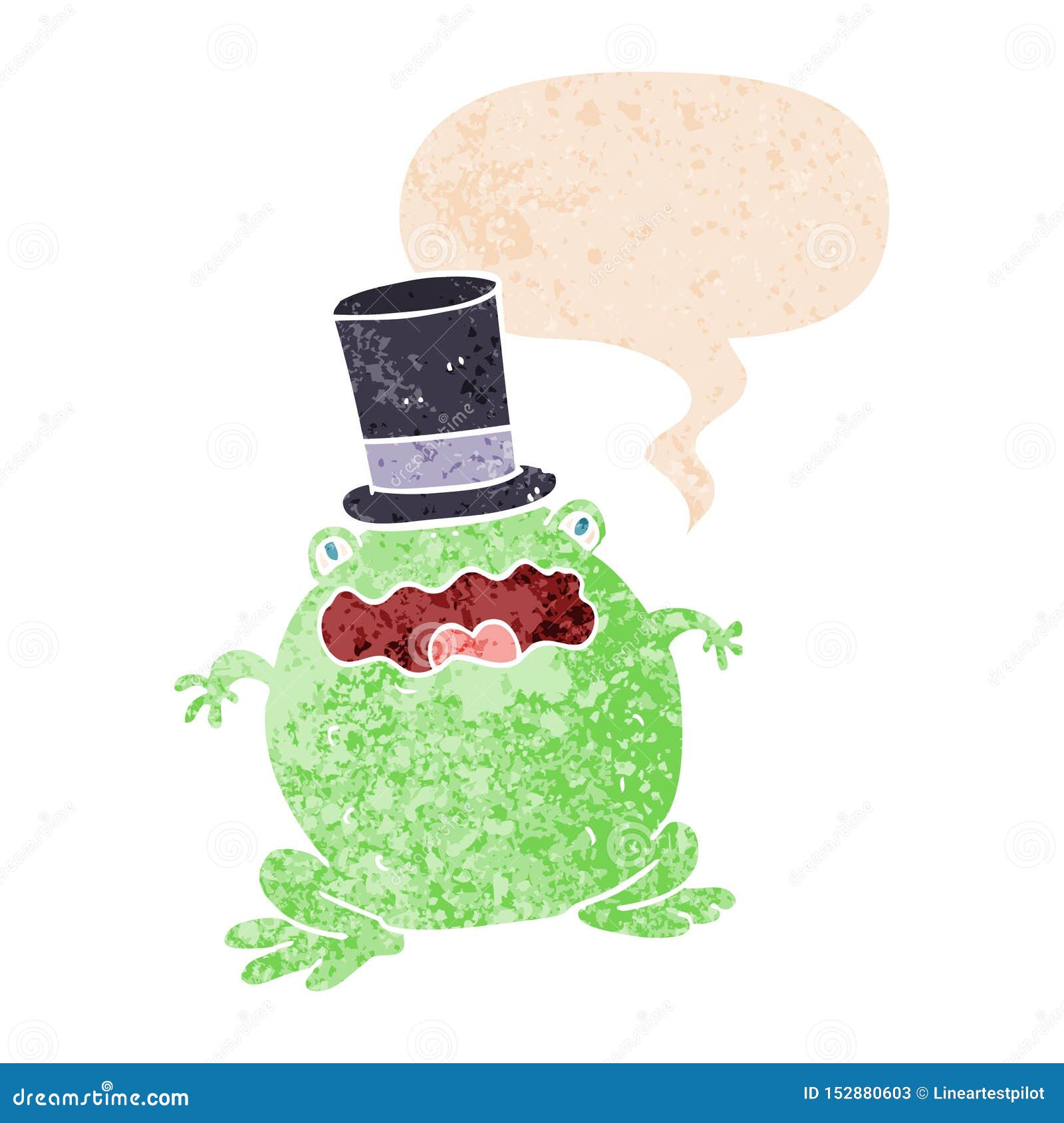 A Creative Cartoon Toad Wearing Top Hat and Speech Bubble in Retro ...
