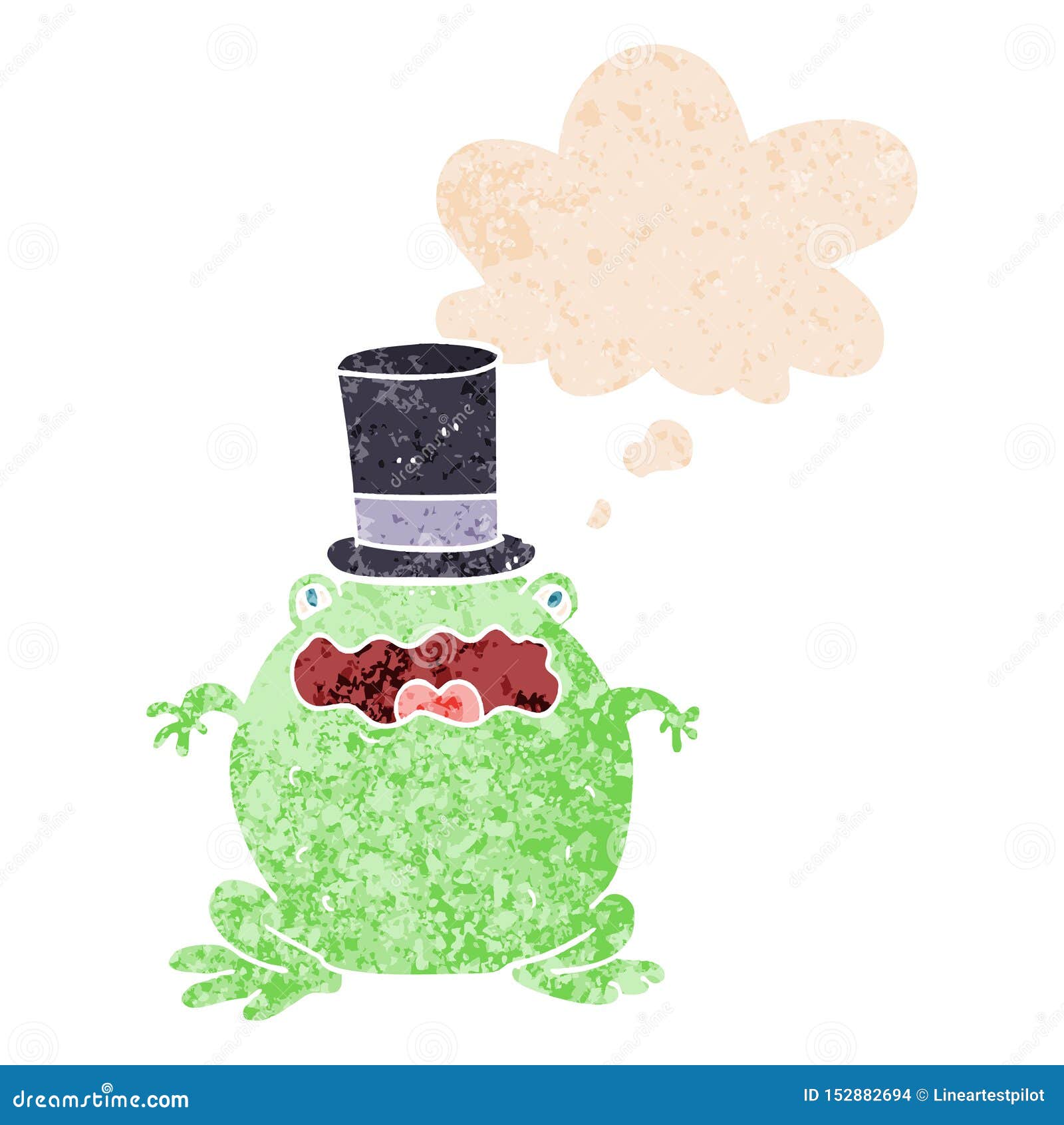 A Creative Cartoon Toad Wearing Top Hat and Thought Bubble in Retro ...